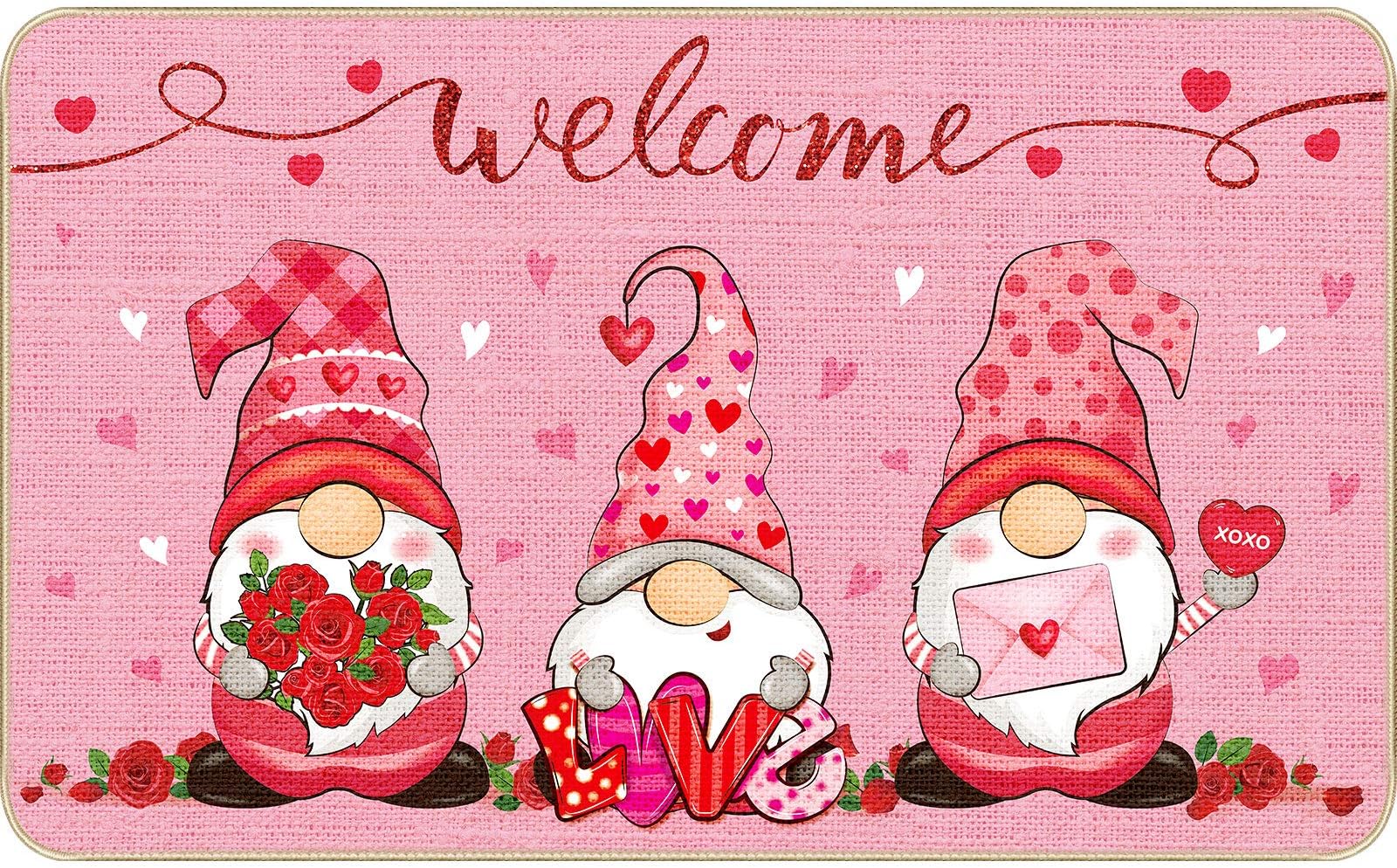 Amazon.com: Hoolerry 3 Pcs Valentine‘s Day Gnome Doormat St. Patrick's ...
