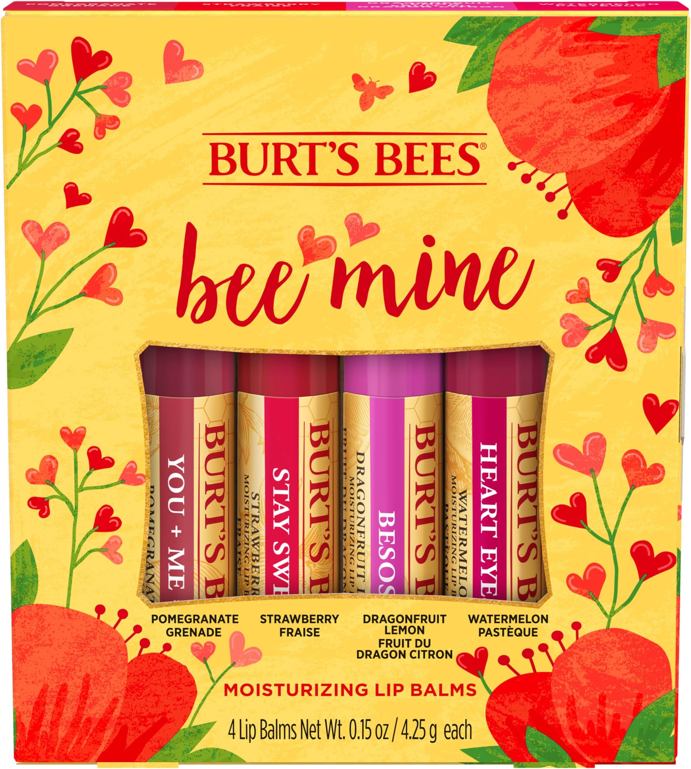 Amazon.com : Burt's Bees Bee Mine Lip Balm Gift Set, Strawberry ...
