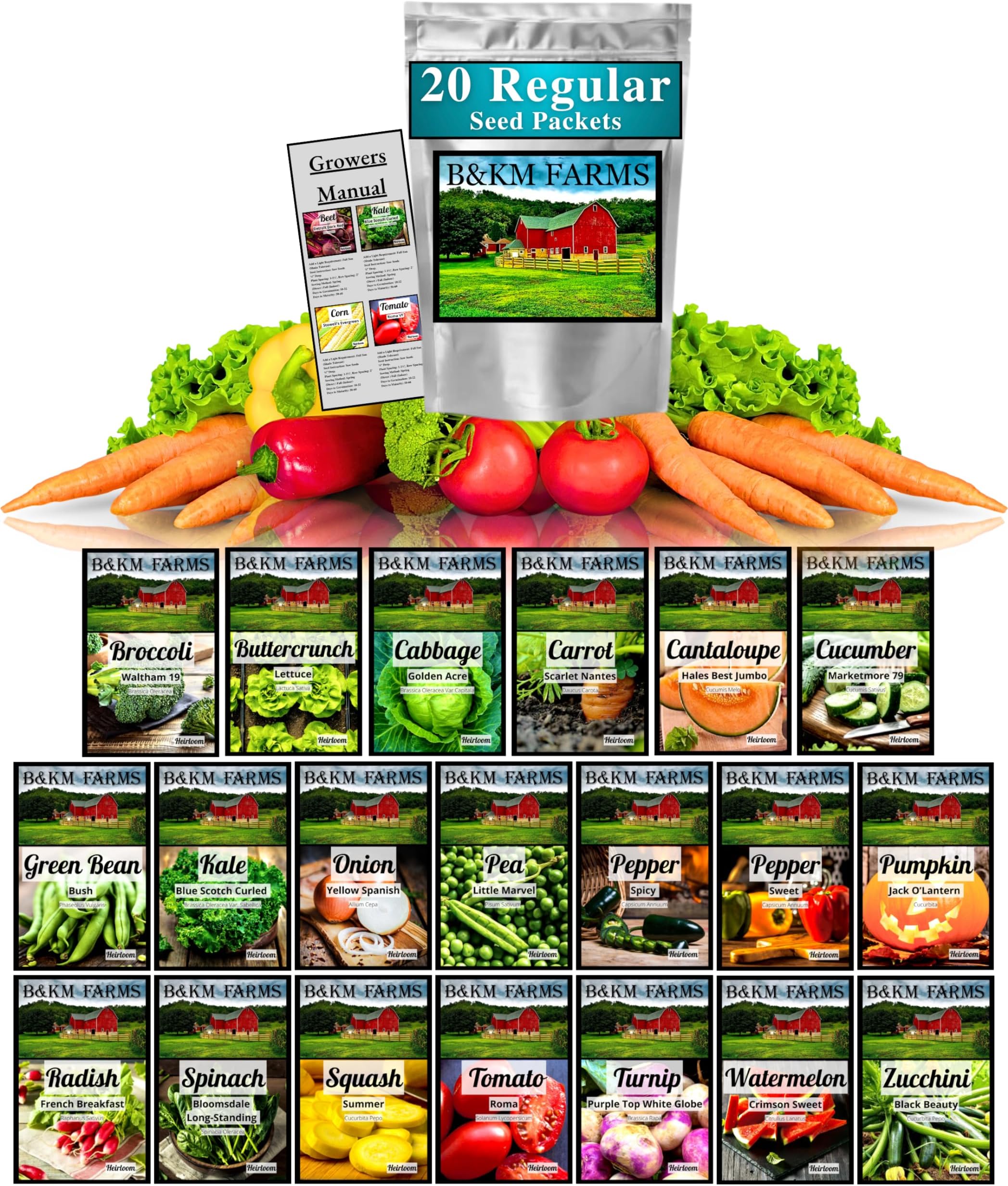 Amazon.com : 30 Assorted Packages of Vegetable Seeds, 15+ Varieties ...