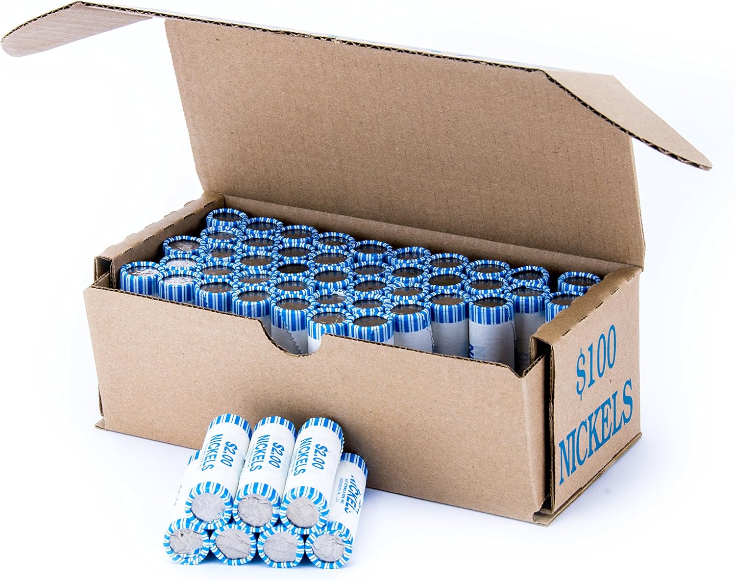 Amazon.com: Nickel Storage Box Blue Holds 50 Wrapped Coin Rolls, 10 ...