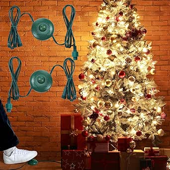 Saysurey Power Cord 8ft with 8 Lights Modes Foot Switch for Christmas ...