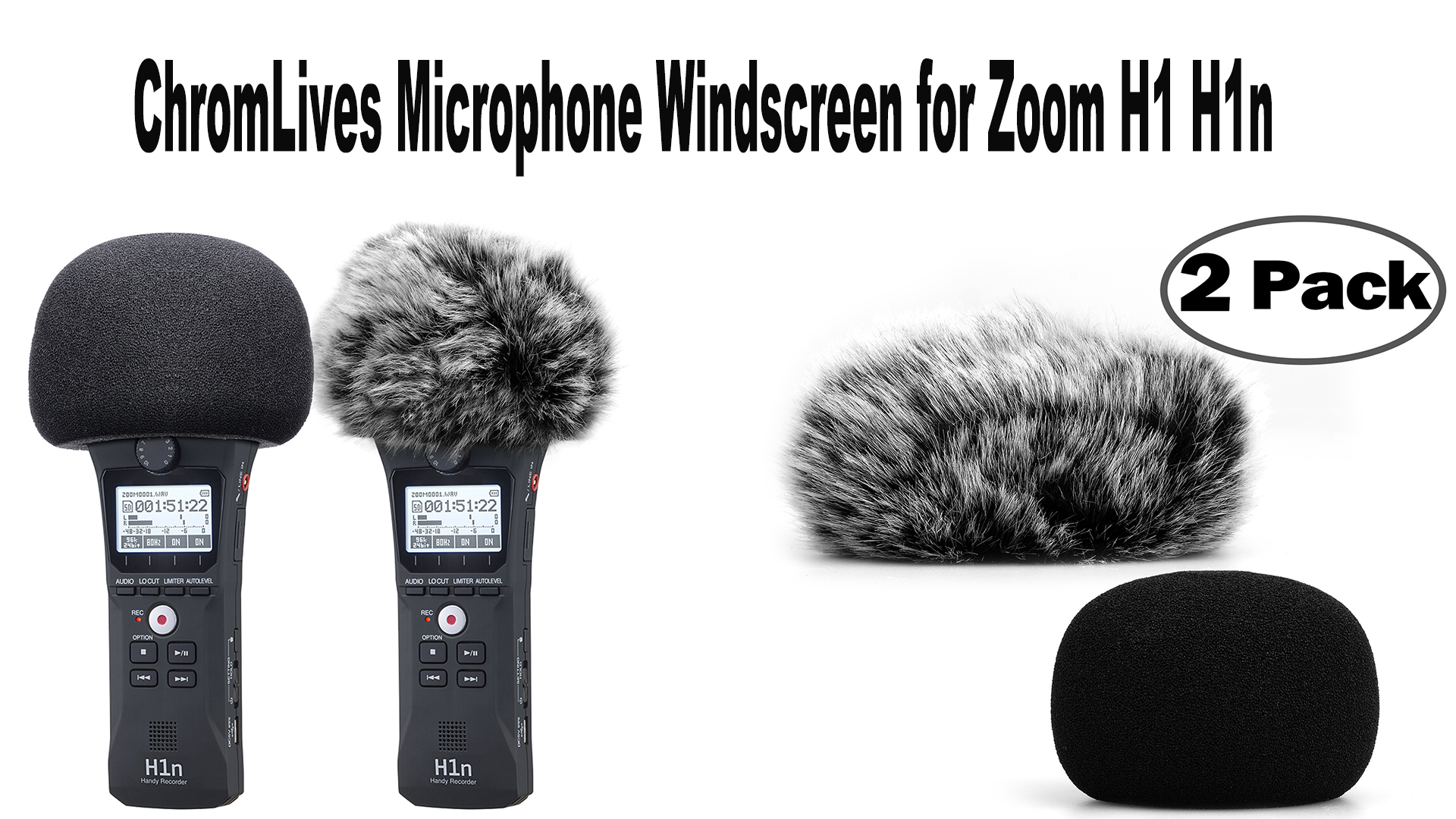Watch ChromLives Furry Foam Mic Windscreen for Zoom H1 H1n on Amazon Live
