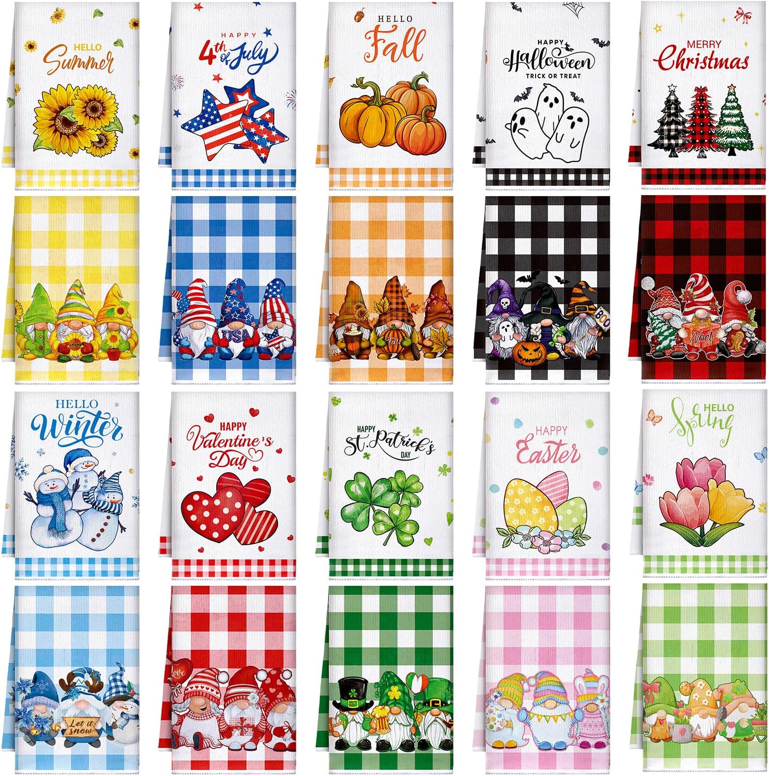 Amazon.com: Bencailor 12 Pcs Holiday Kitchen Towels Seasonal Hand ...