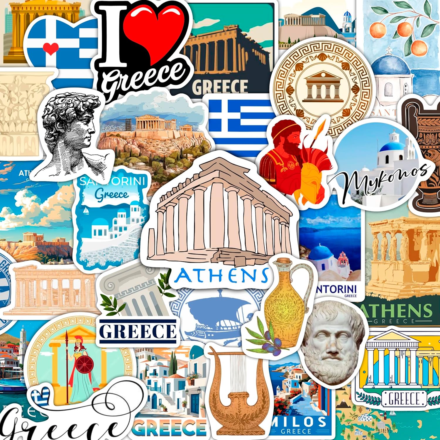 Amazon.com: BulbaCraft Greece Stickers for Water Bottle and Laptop ...