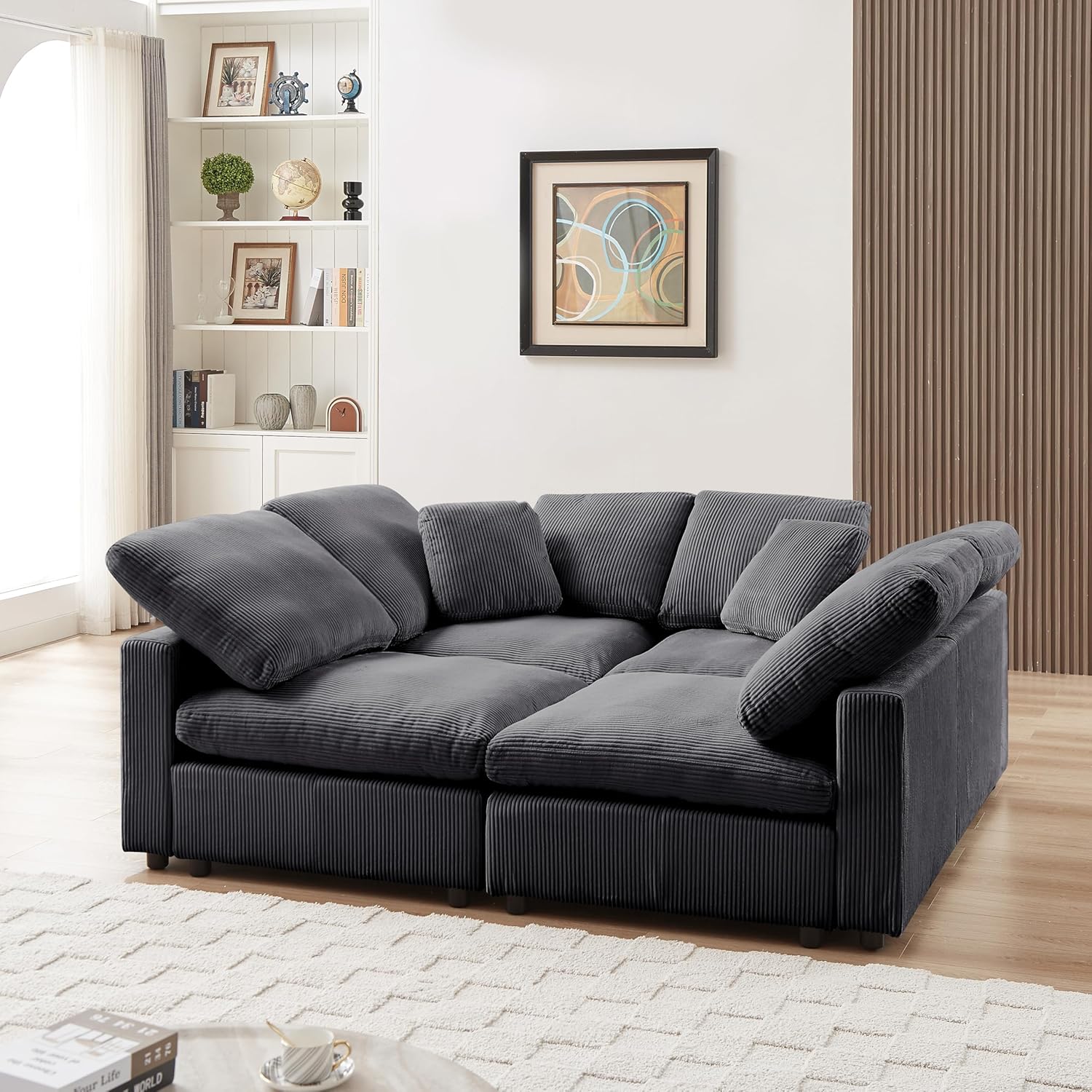 Amazon.com: Mofolit Oversized Sectional Sleeper Sofa w/Deep seat, Big Comfy Corduroy Sofa w ...