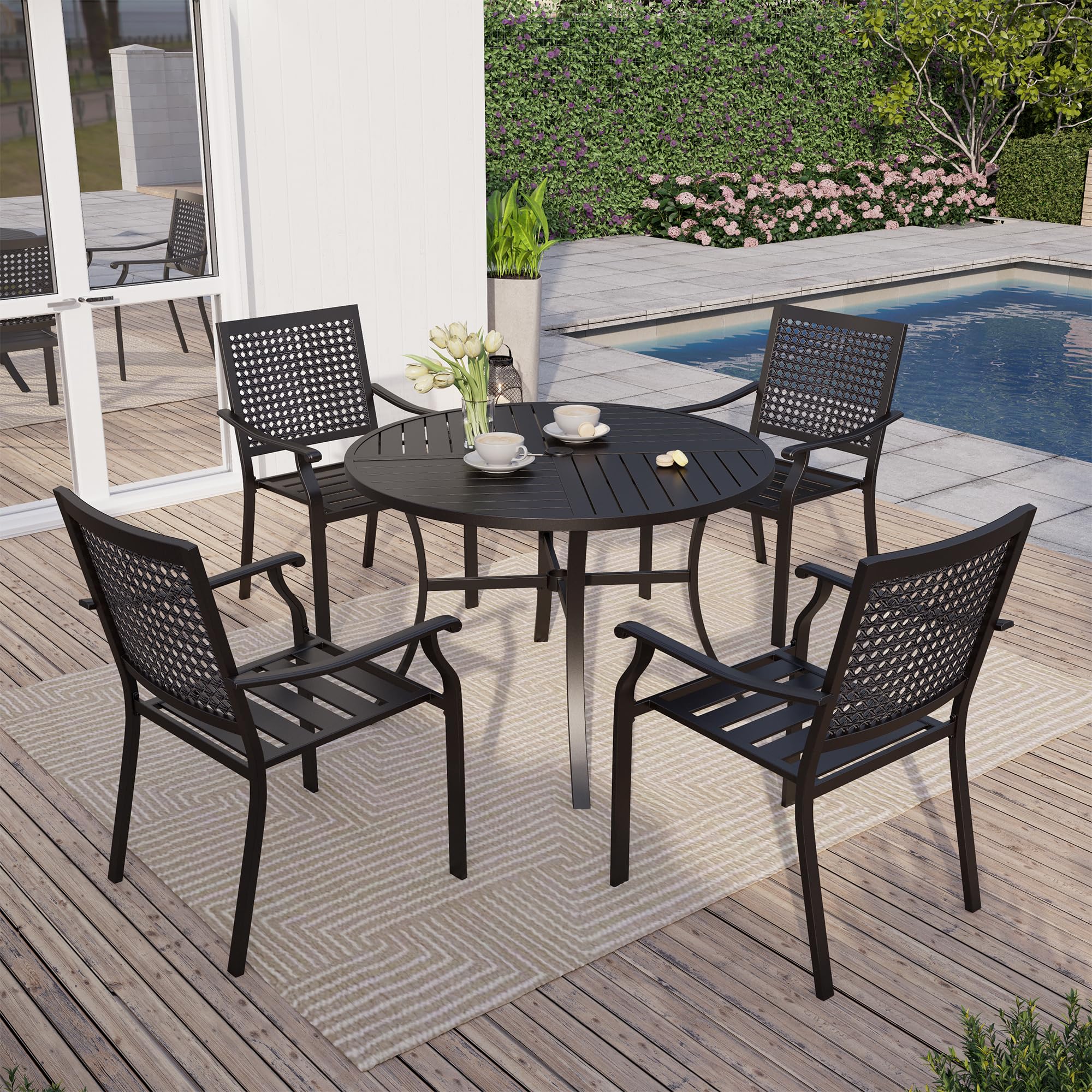 Amazon.com: Sophia & William Round Patio Table and Chairs Set, Outdoor ...