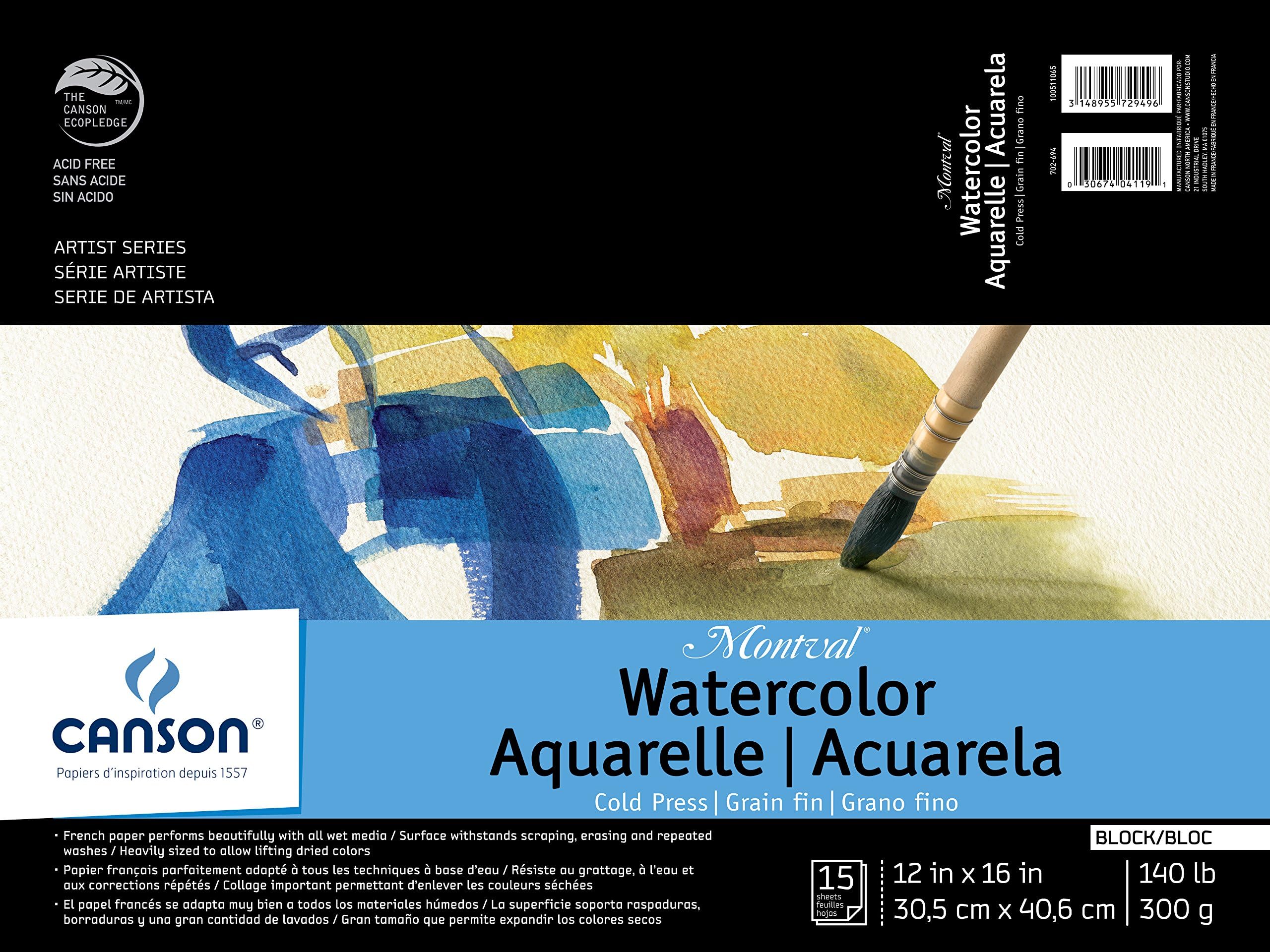 Amazon.com: Canson Montval Watercolour Practice Paper pad Including 100 ...