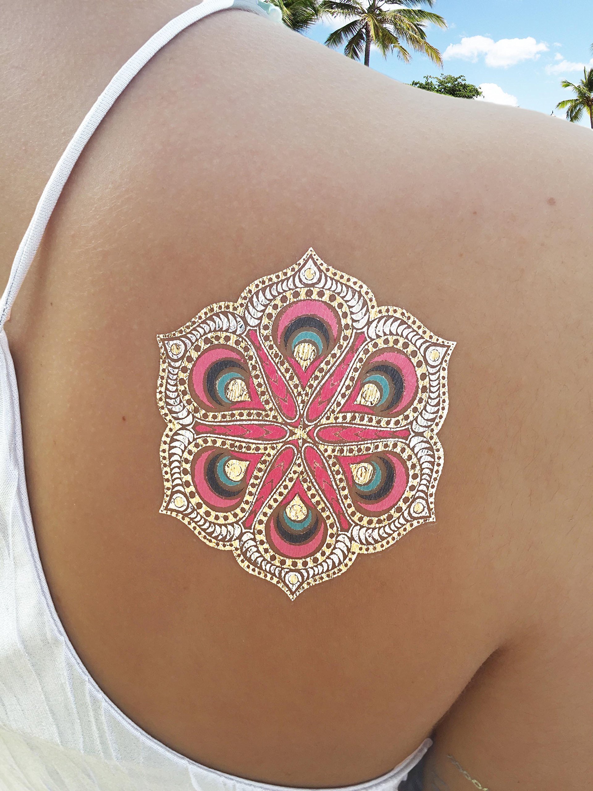 Metallic Temporary Tattoos for Women Teens Girls - 8 Sheets Gold Silver ...