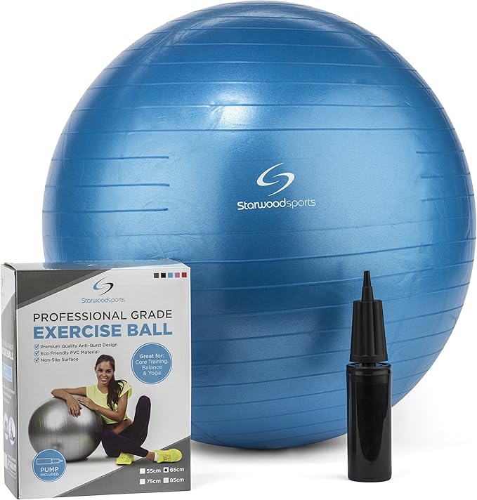 Starwood Sports Exercise Ball – Yoga Swiss Ball with Hand Pump – Gym ...