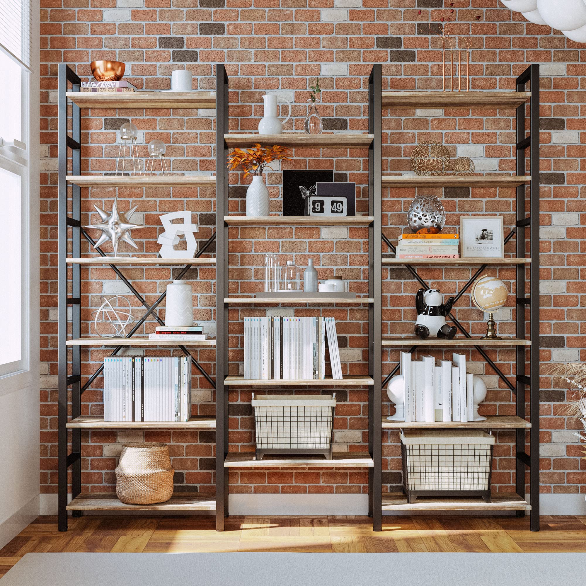 Snapklik.com : IRONCK Bookshelves 6 Tiers Triple Wide Industrial ...