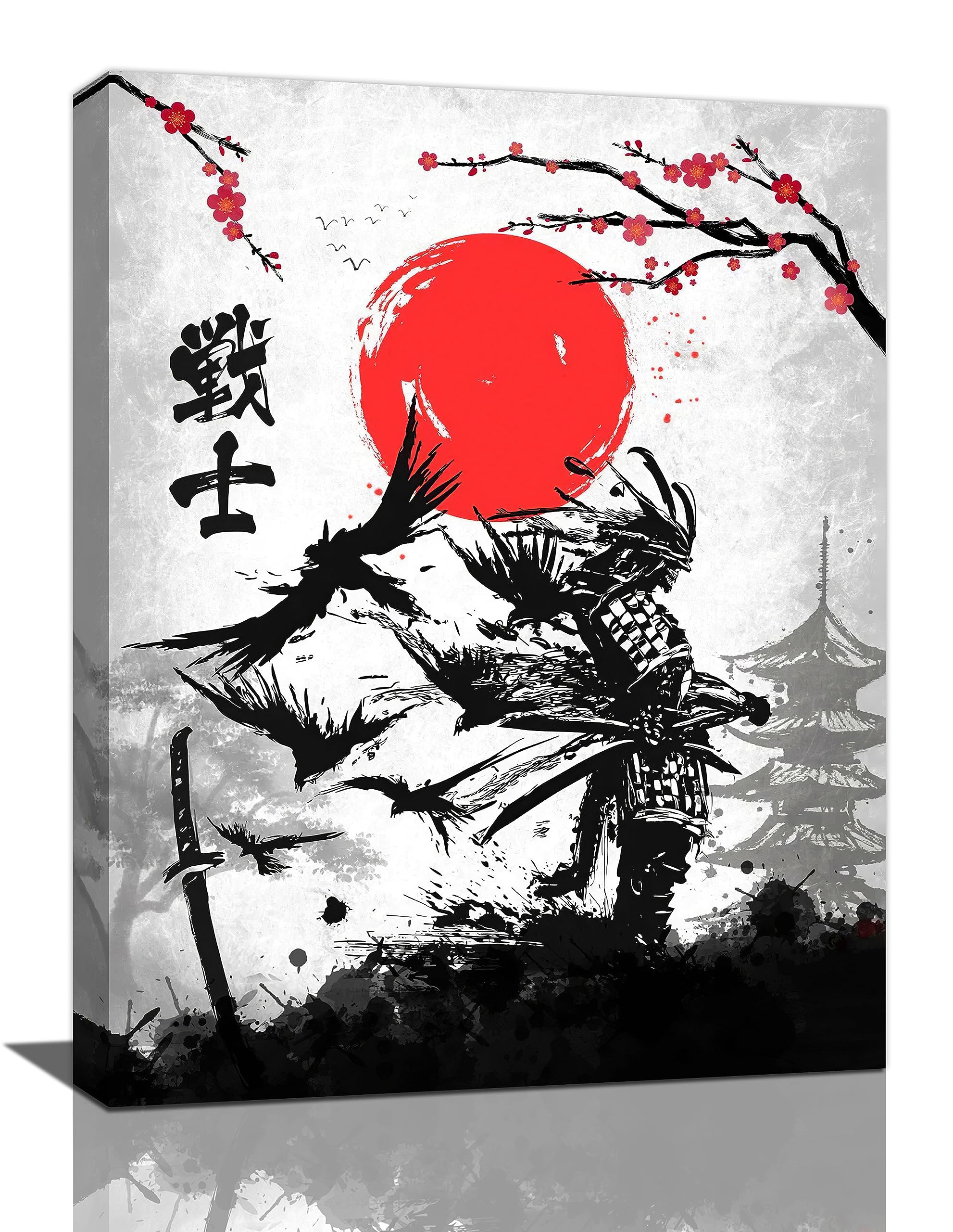 Amazon.com: banonaty Japanese Wall Art Samurai Cherry Blossom Pictures ...