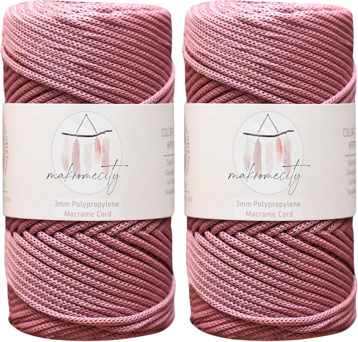 Amazon.com: Makromecity, 2 Skeins of Polyester Macrame Cord 3mm x 131 ...