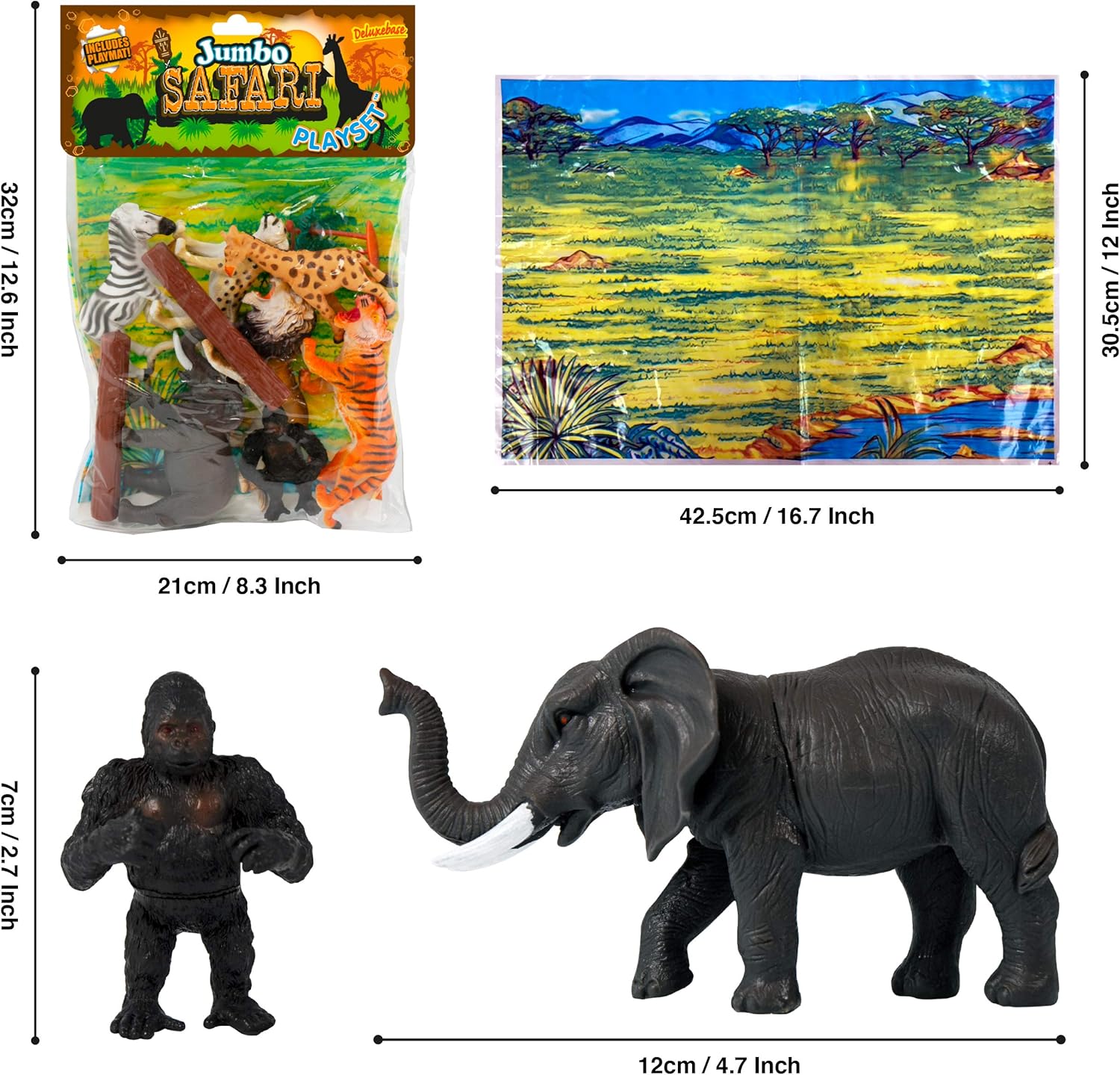 Jumbo Playset – Safari Animals from Deluxebase. Large Animal Figures ...