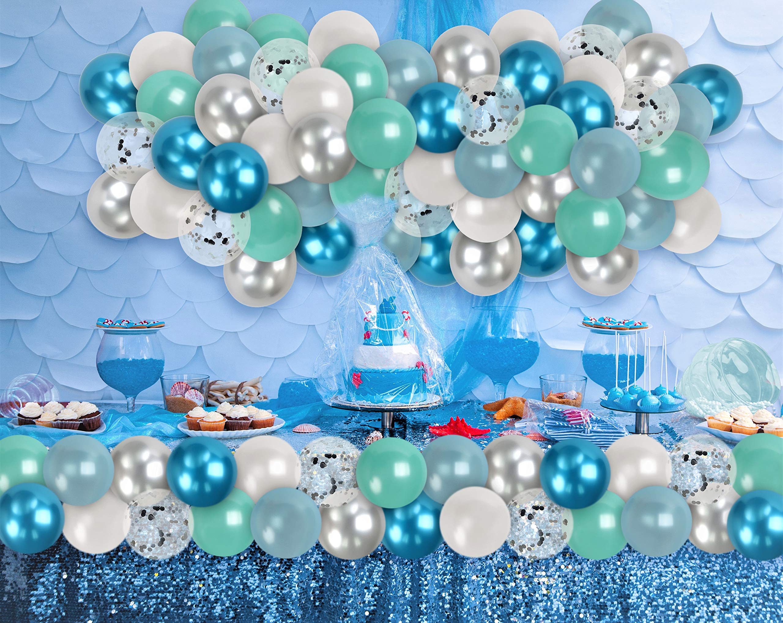 Buy Metallic Blue Silver Turquoise Balloon Garland Kit Chrome Blue ...