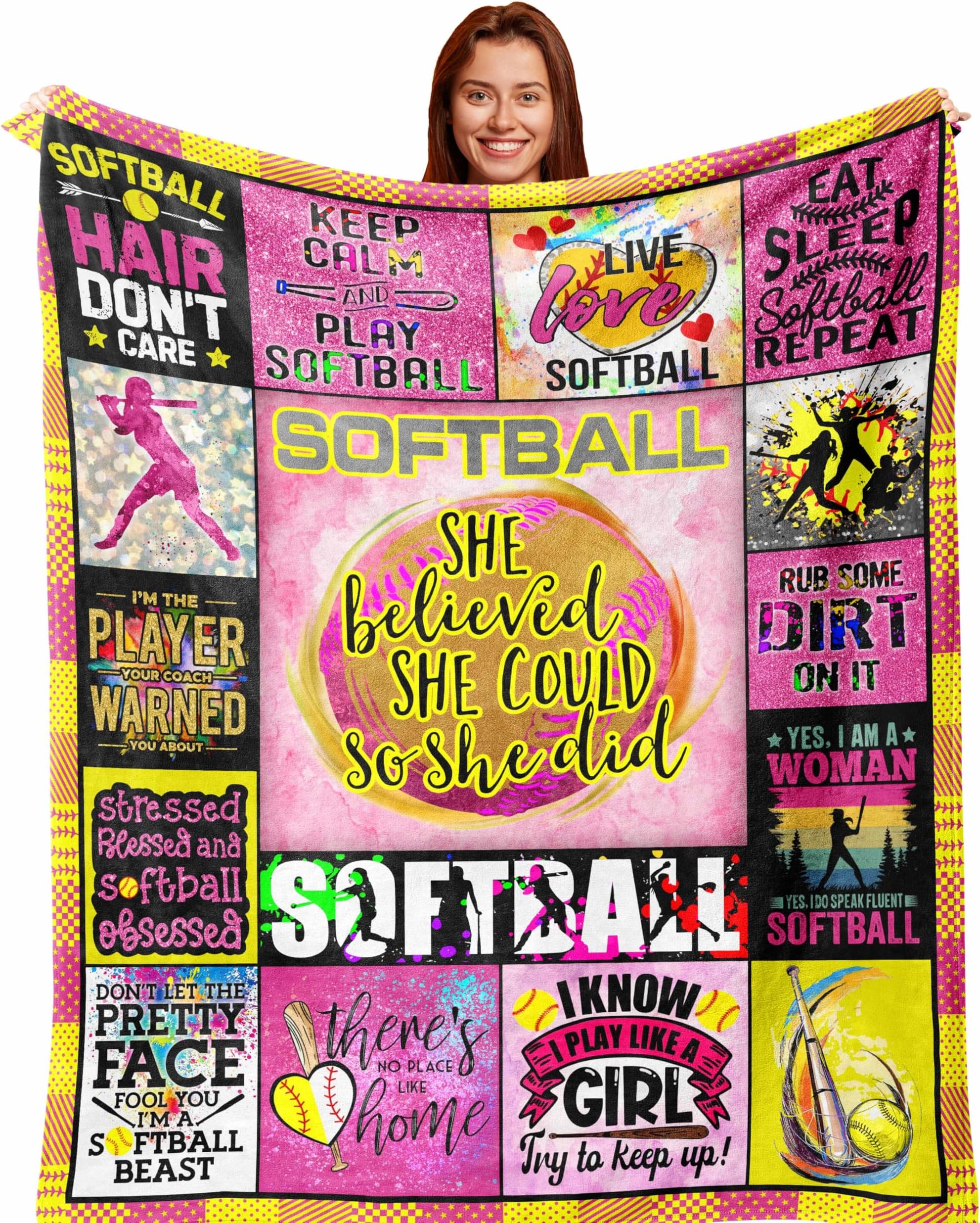 Amazon.com: peakman Softball Fleece Throw Blanket, 50x60 inch ...