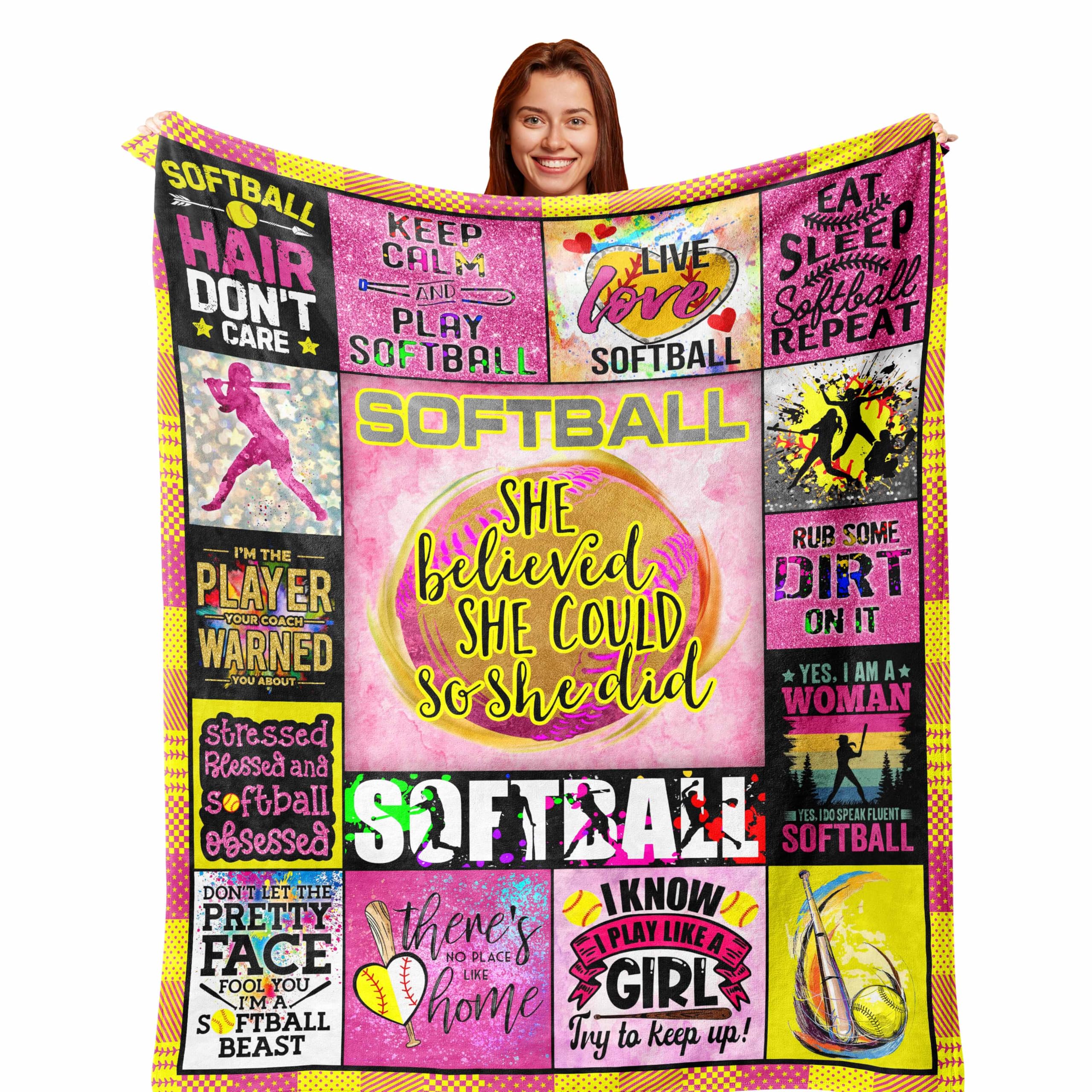 Amazon.com: Zolumy Softball Blanket Gifts 60X50in, Softball Gifts for ...