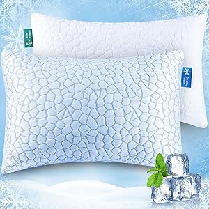 Amazon.com: QUTOOL Shredded Memory Foam Pillows Queen Size Set of 2, Cooling Pillows for ...