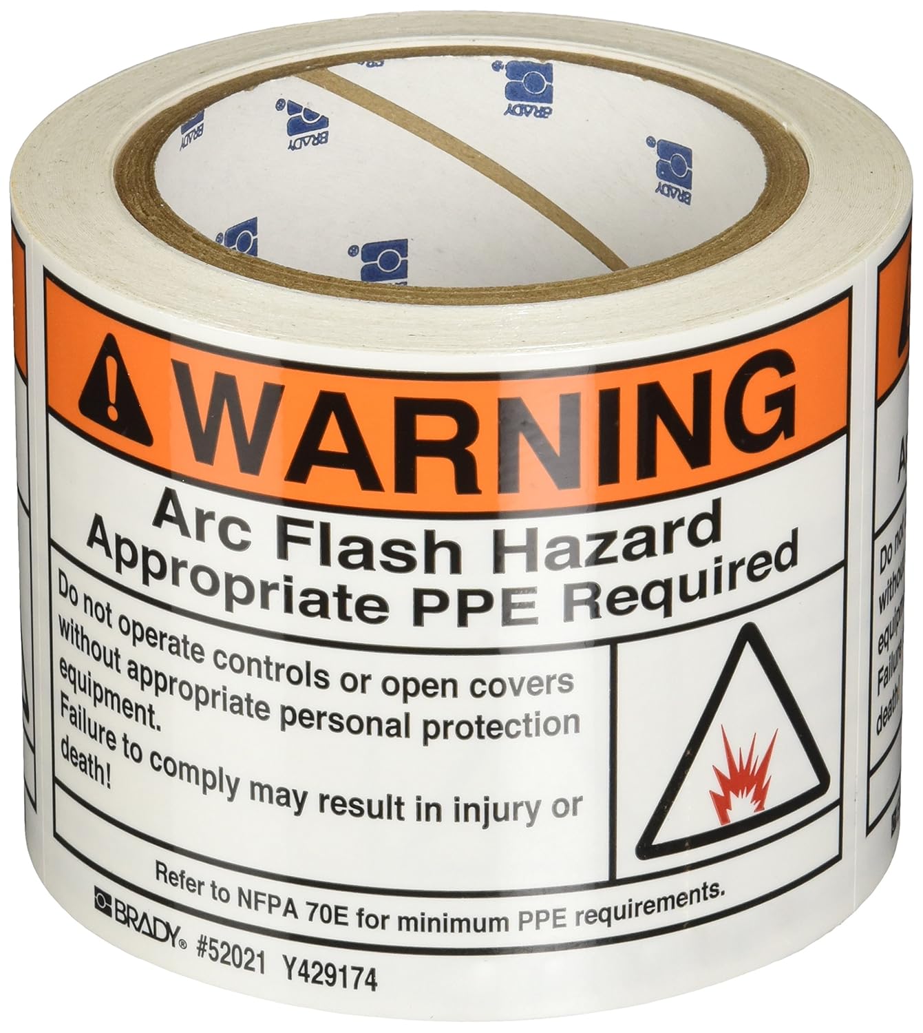 Brady 52021 Arc Flash Protection Label: Industrial Labeling Tape ...