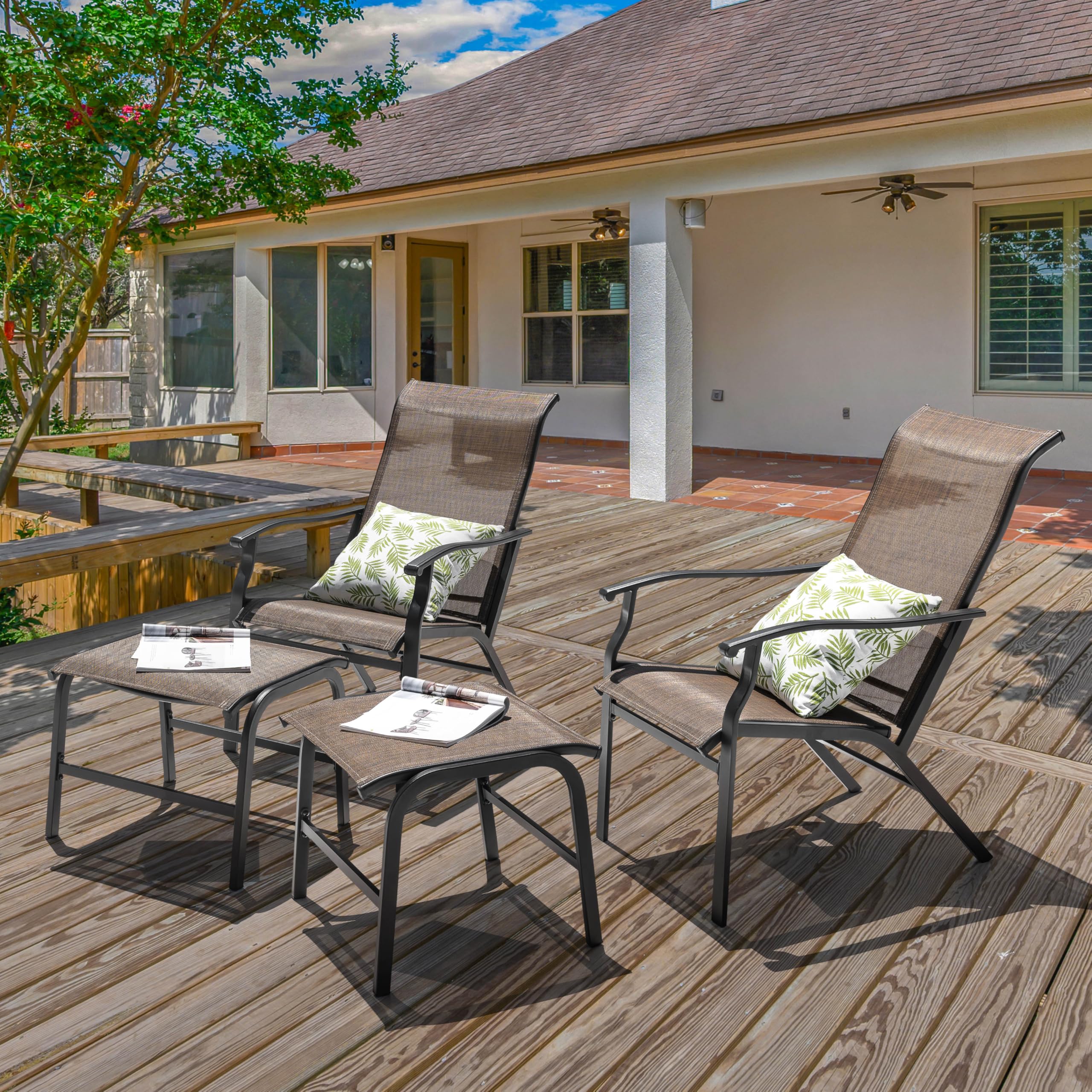 Amazon.com: NUU GARDEN Set of 2 Patio Chaise Lounges Chair, Folding ...