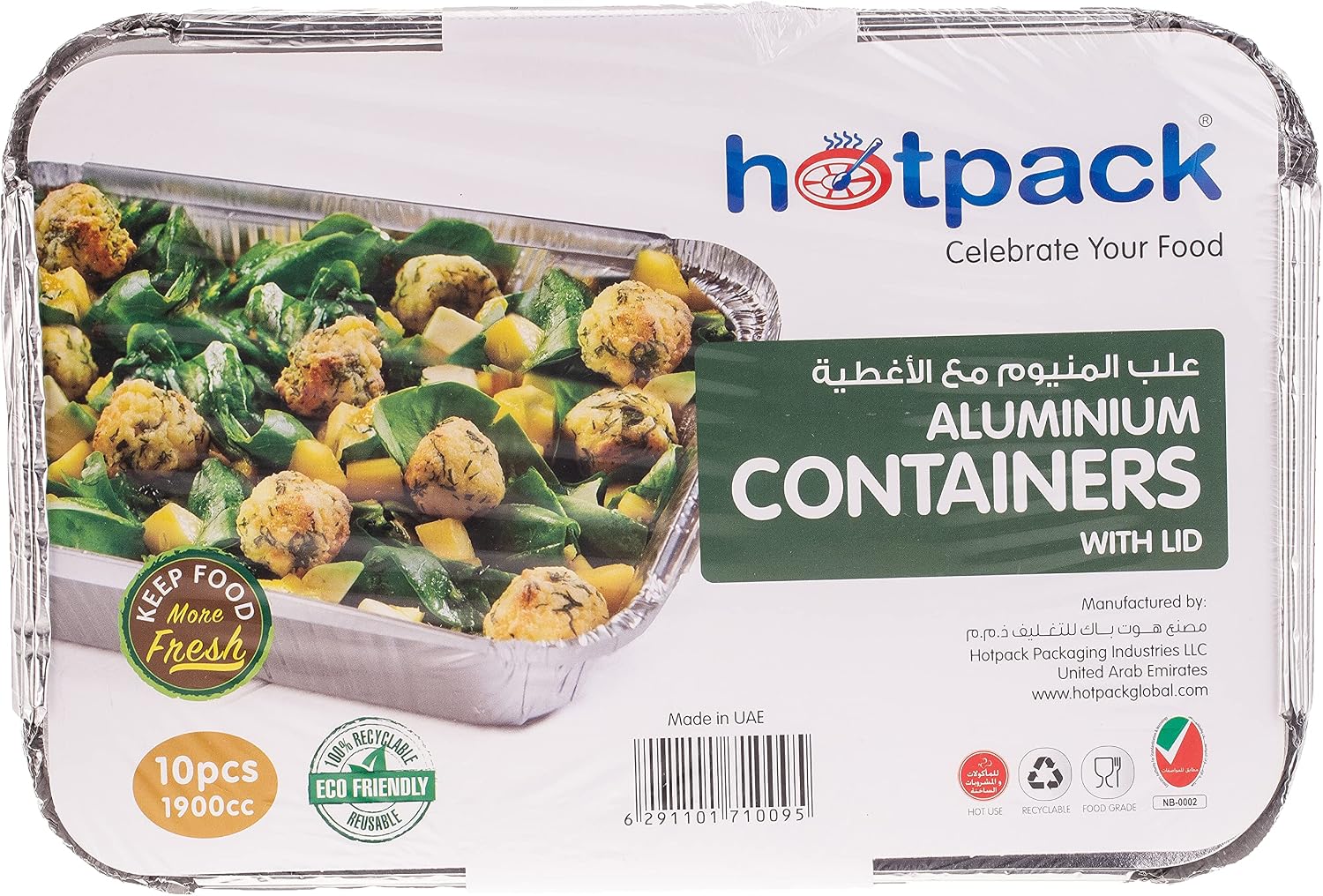 Hotpack Disposable Food Storage Containers 83190, 1900ML- 10 Pieces ...