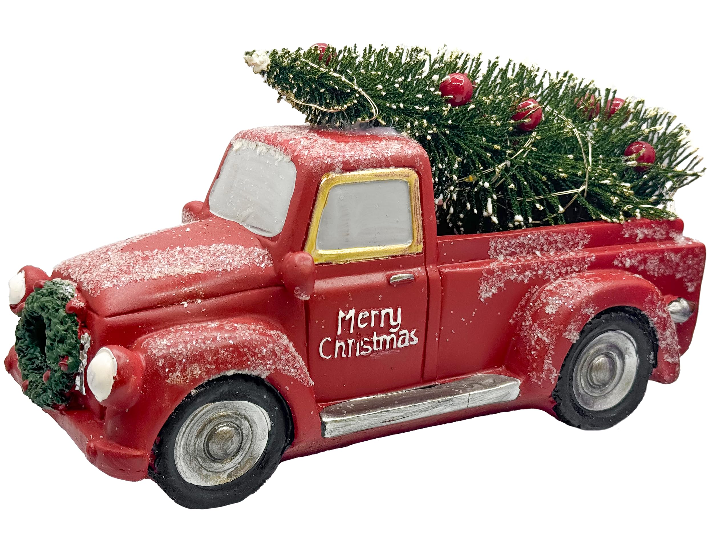Amazon.com: Christmas Holiday Red Truck with LED Light Up Tree, Battery ...