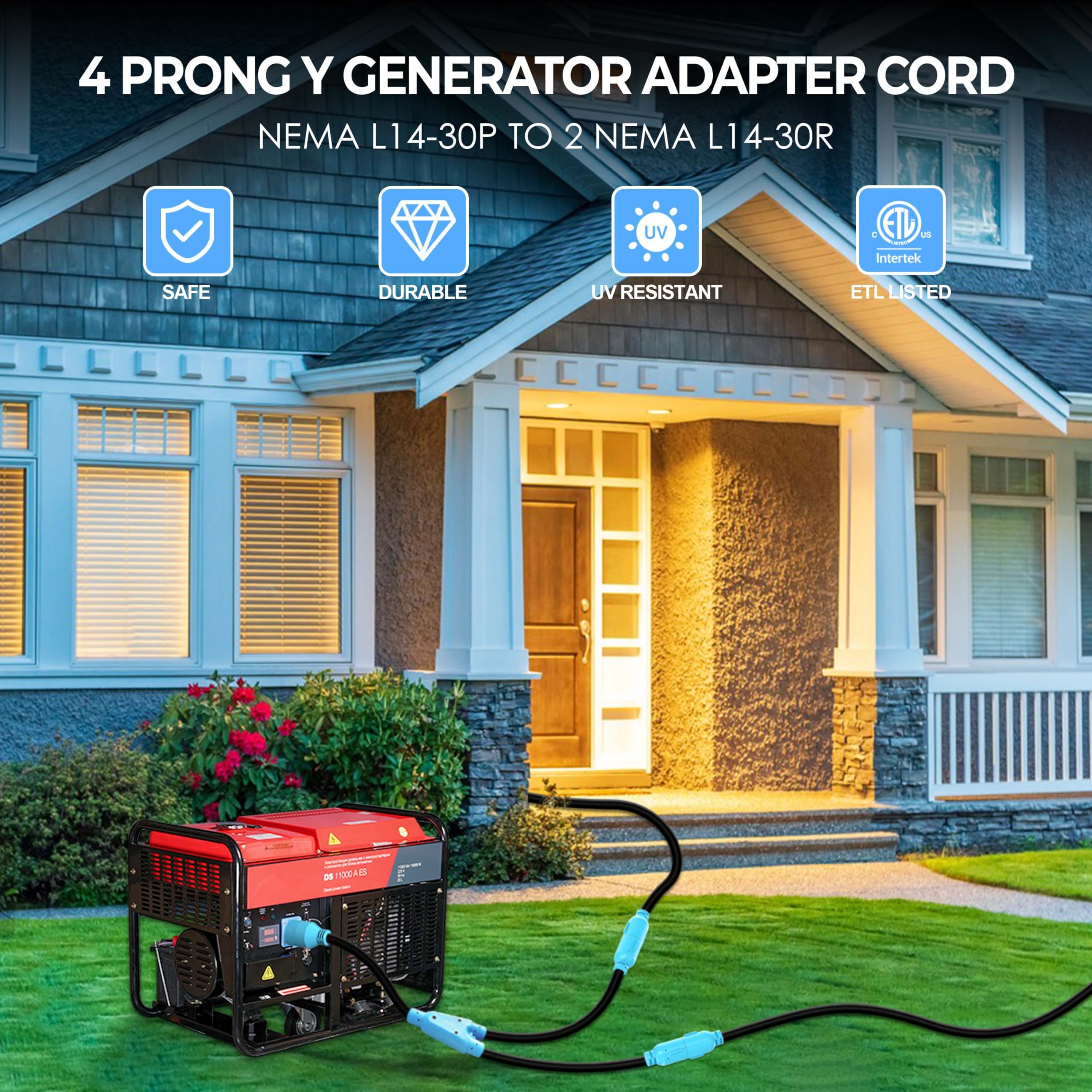 Snapklik.com : CircleCord 4 Prong 30 Amp Generator Splitter Y Adapter