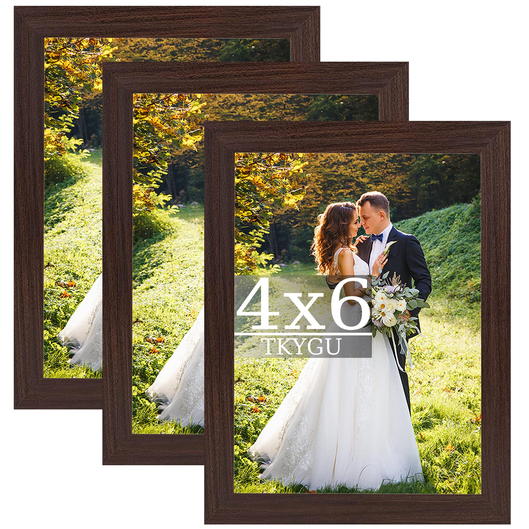 Amazon.com - TKYGU 4x6 Picture Frames Brown Woodgrain,Made of Real ...