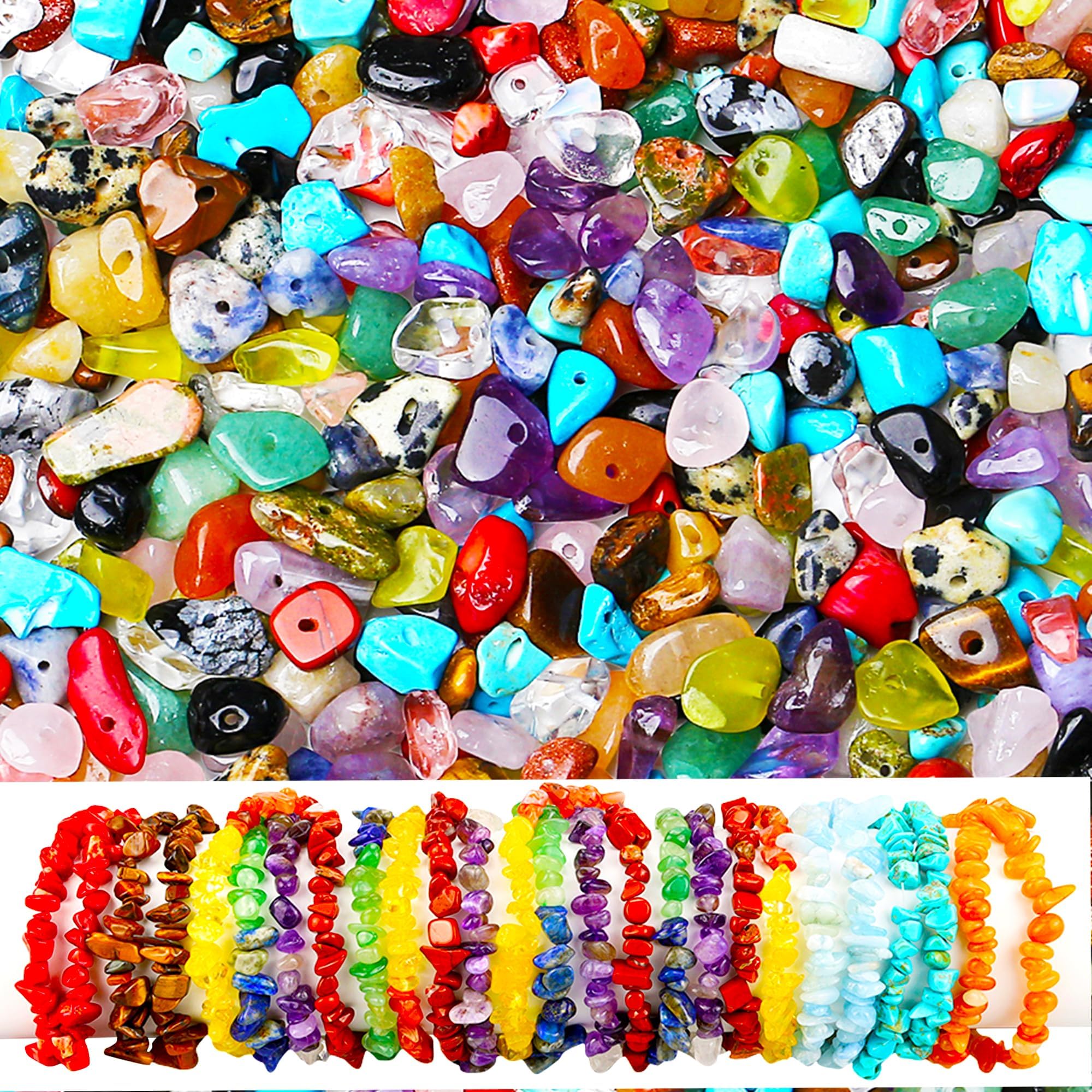Amazon.com: 500pcs Natural Chip Stone Beads Multicolor 5mm to 8mm ...