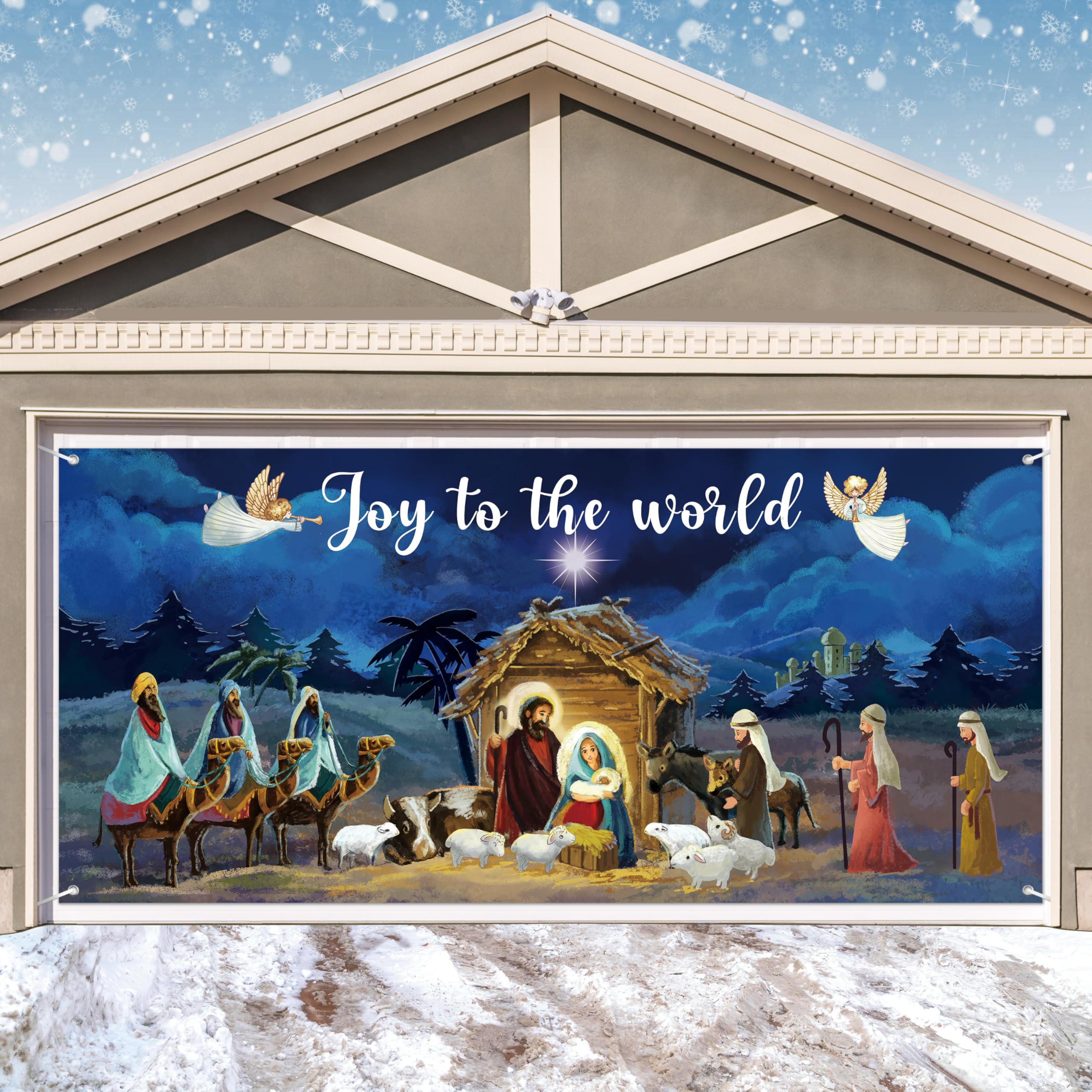 Amazon.com: Christmas Nativity Garage Door Banner Decoration Large ...