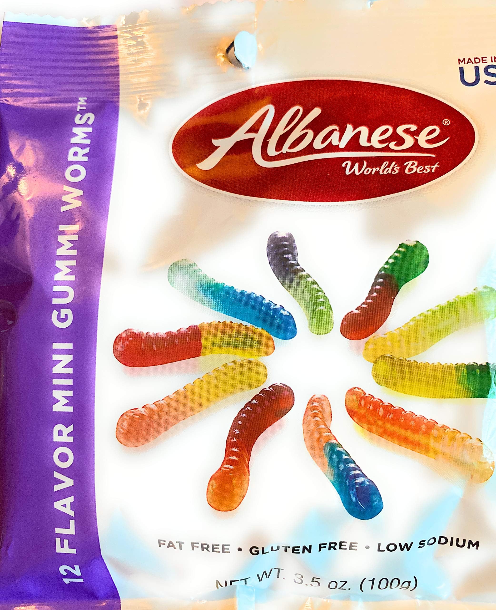Amazon.com : Albanese 12 Flavor Mini Gummi Worms (1 bag) 3.5oz ...