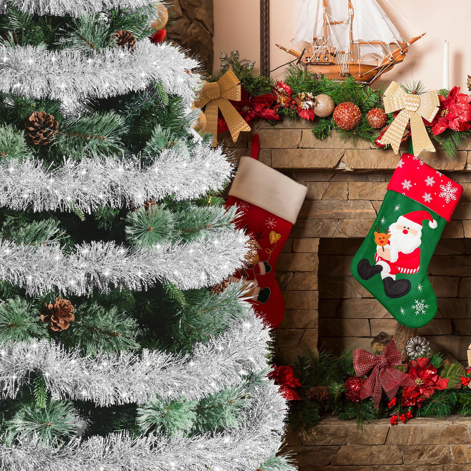 Silver Christmas Tree Garland Christmas Tree Decoration Extra Long