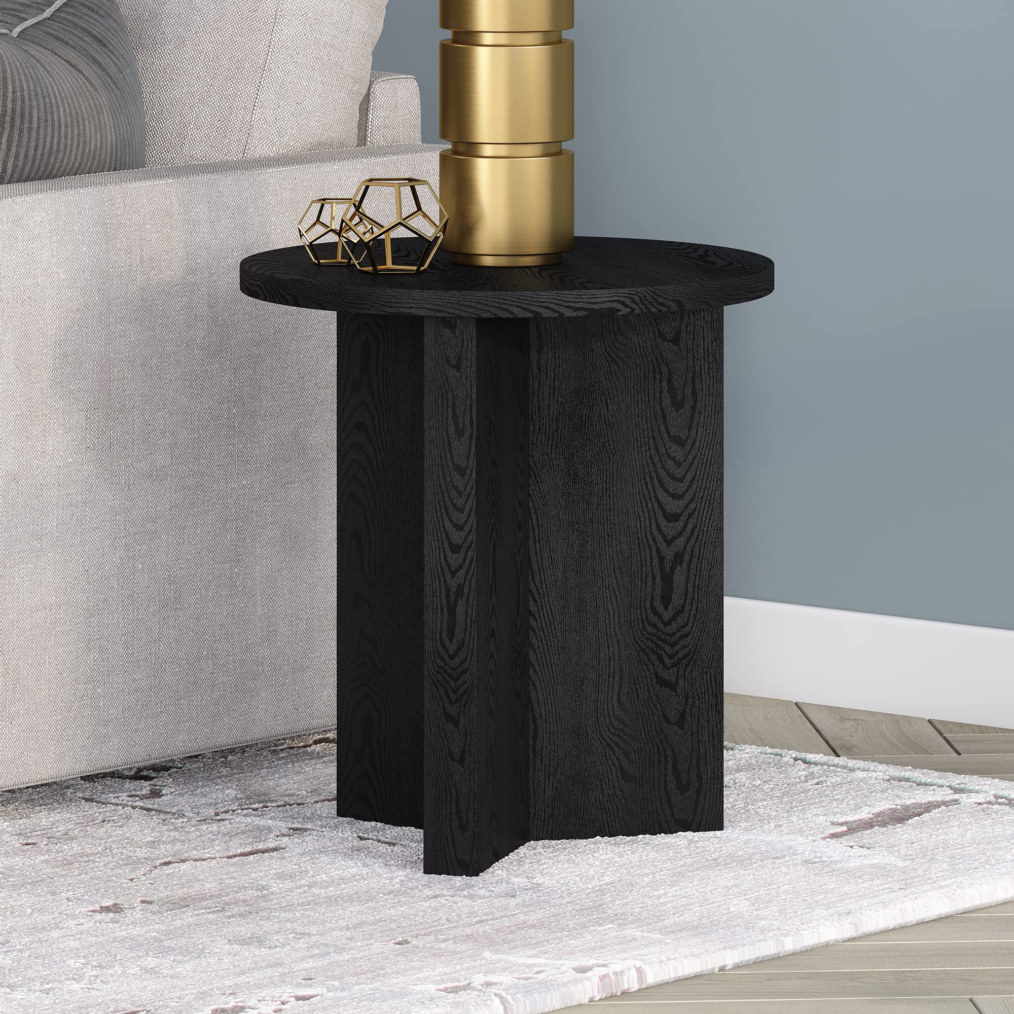 Henn&Hart Anders Side Table, 20" Wide, Black