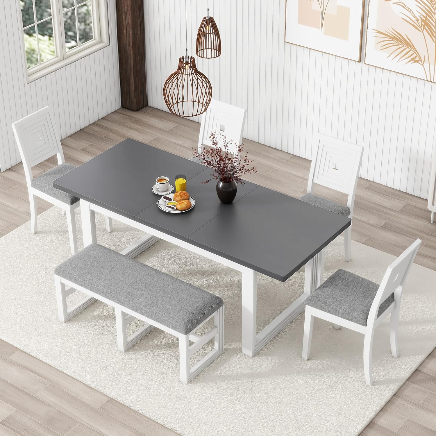 Amazon.com - LUMISOL Dining Table Set for 6, 78inch Extendable Dining ...