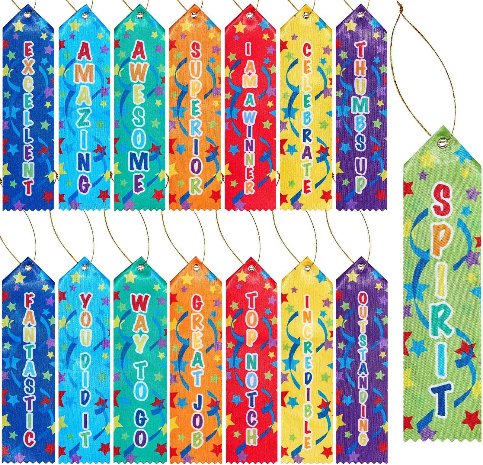 Amazon.com : RibbonsNow Reading Star Ribbons - 100 Teal Ribbons with ...