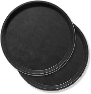 Jubilee 11" Round Restaurant Serving Trays (Set of 2), Black - NSF ...