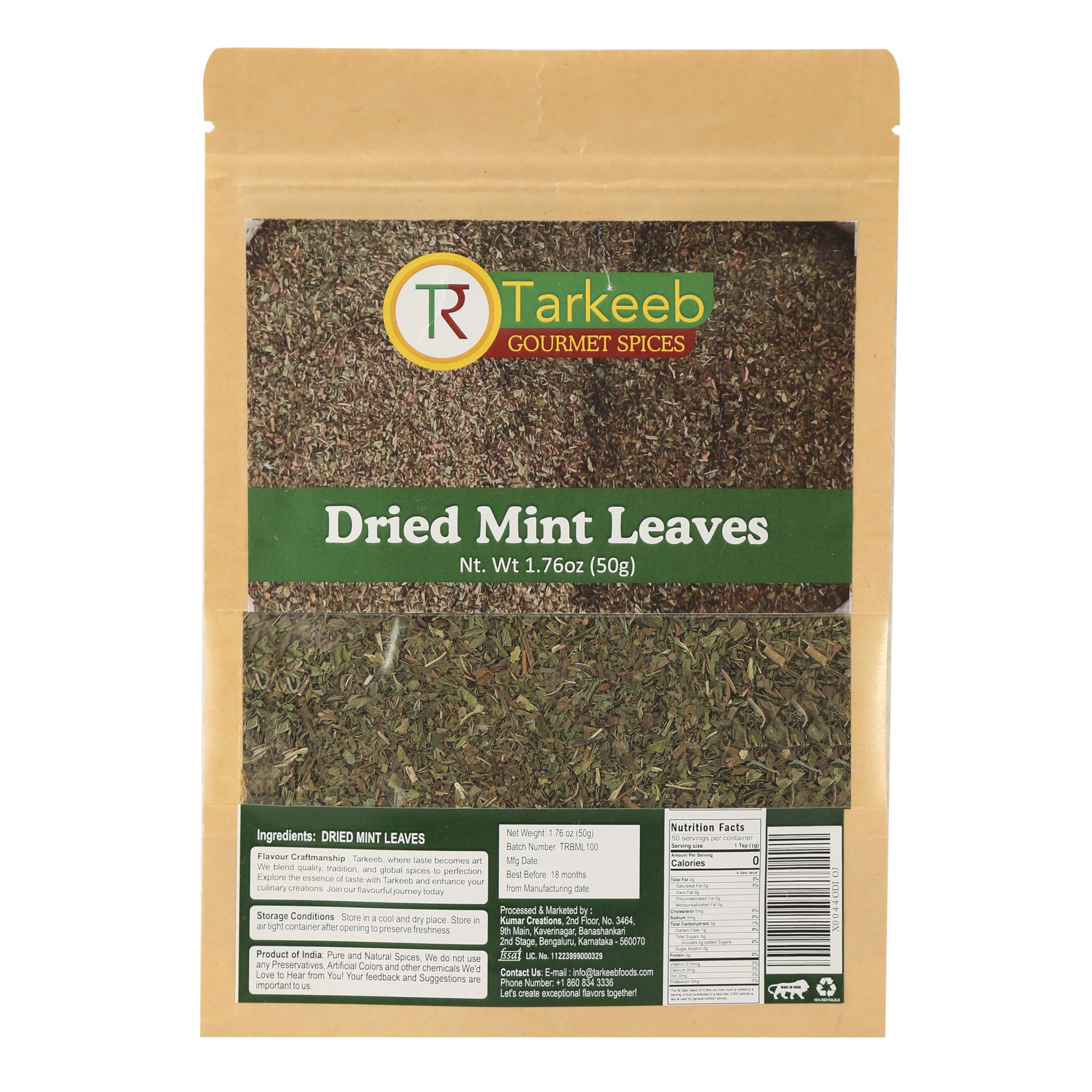 Amazon.com : Tarkeeb Mint Leaves Cut - Dried mint leaves cut and sifted ...