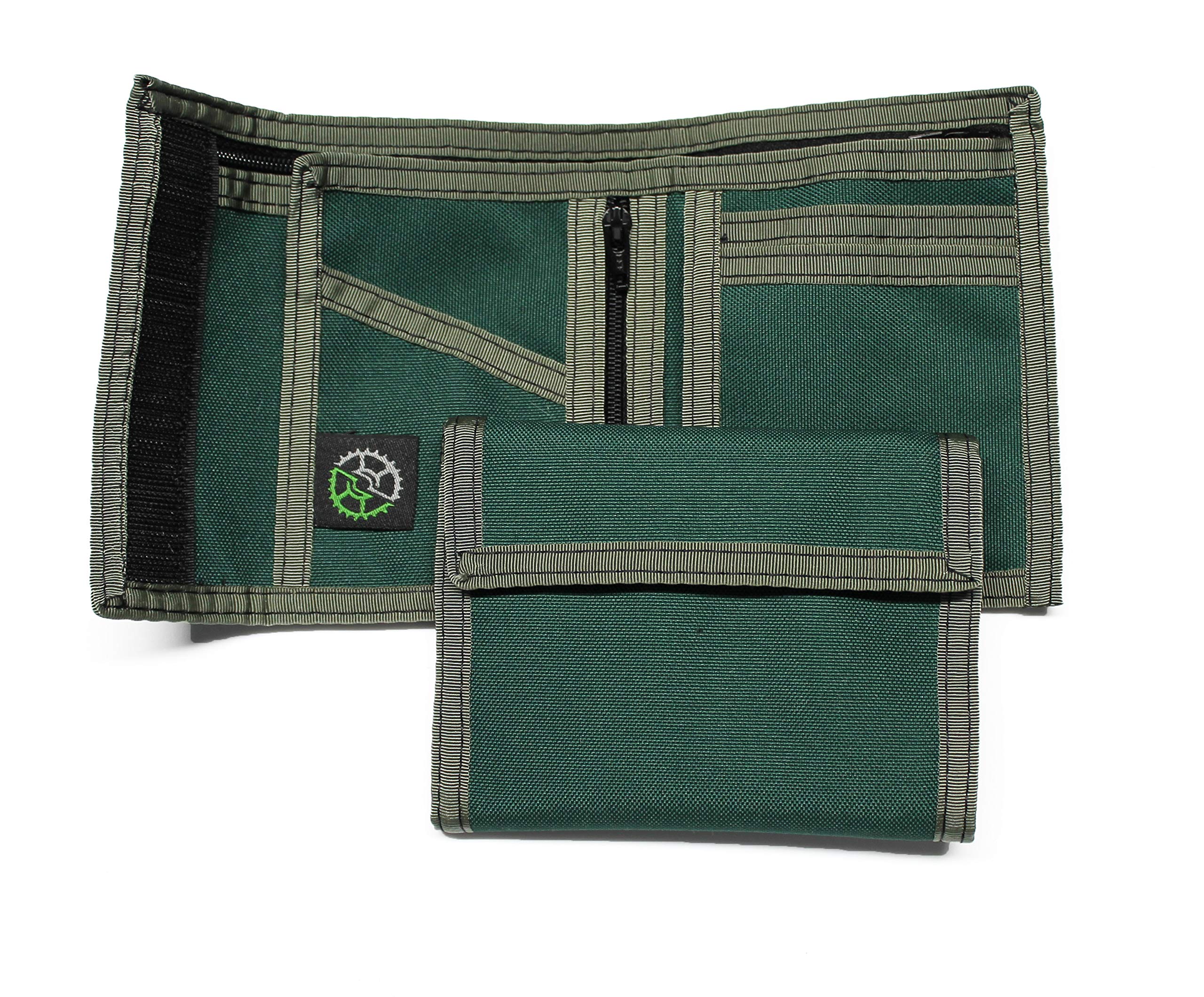 Amazon.com: Sprocket Nylon Billfold Wallet with Zippered Pockets (Green ...