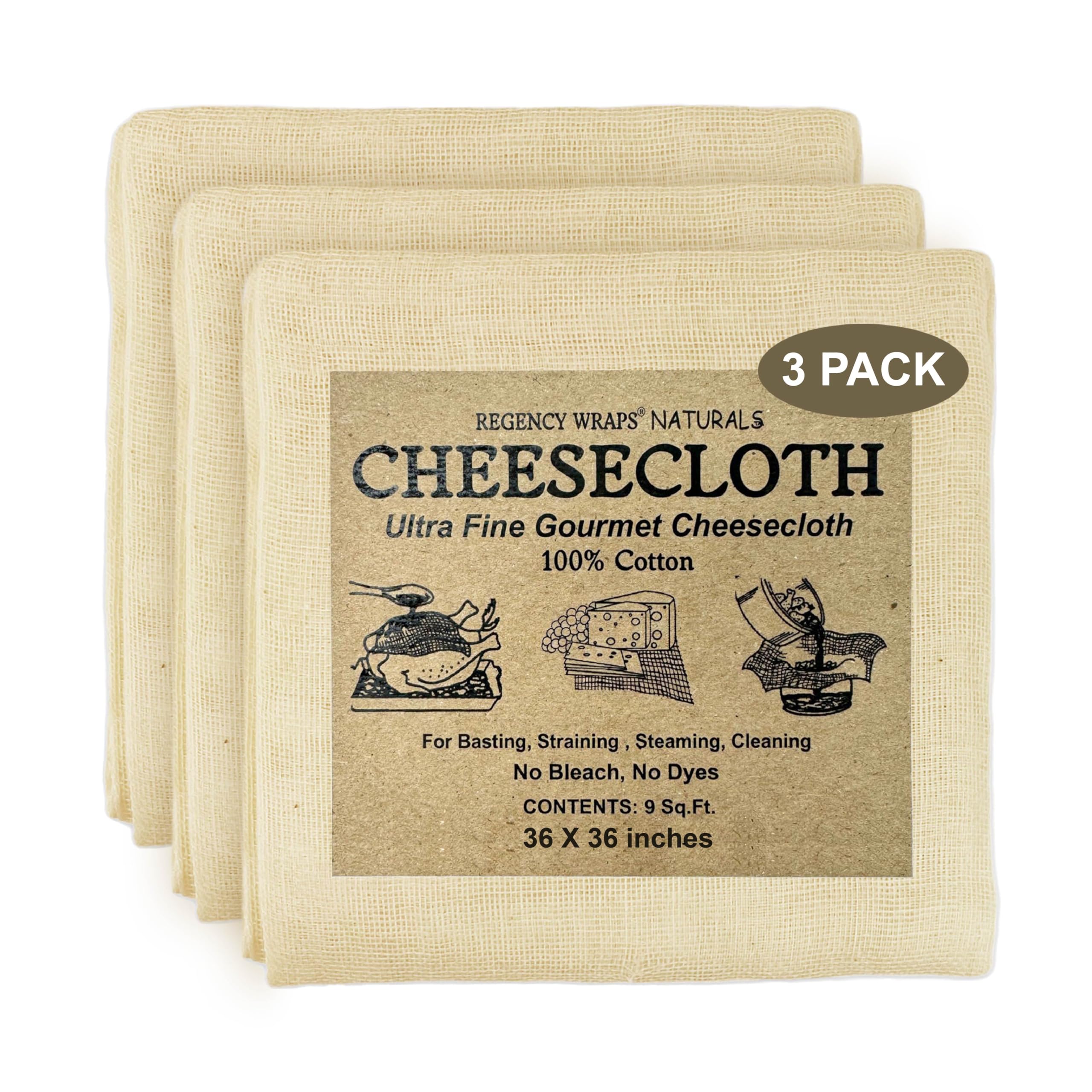 Amazon.com: Regency Wraps 100% Cotton Ultra Fine Natural Cheese Cloth ...