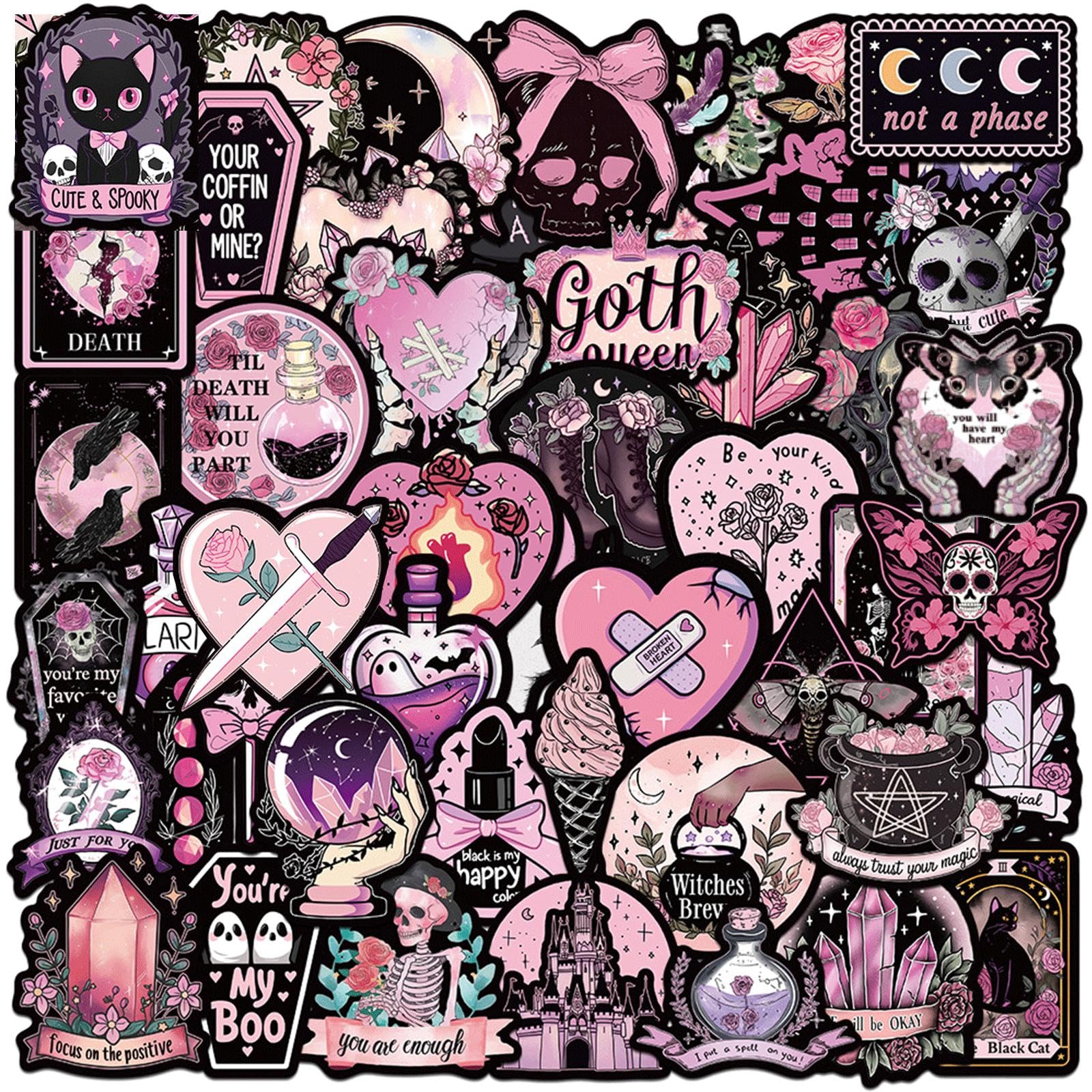 Amazon.com: 50pcs Goth Stickers for Teens, Waterproof Vinyl Pastel ...