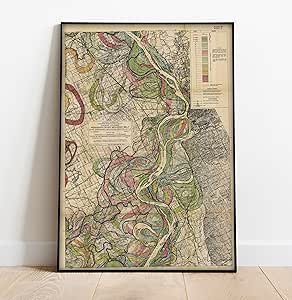 Amazon.com: Sheet 5-1944 Mississippi River Map - River House Decor Wall ...