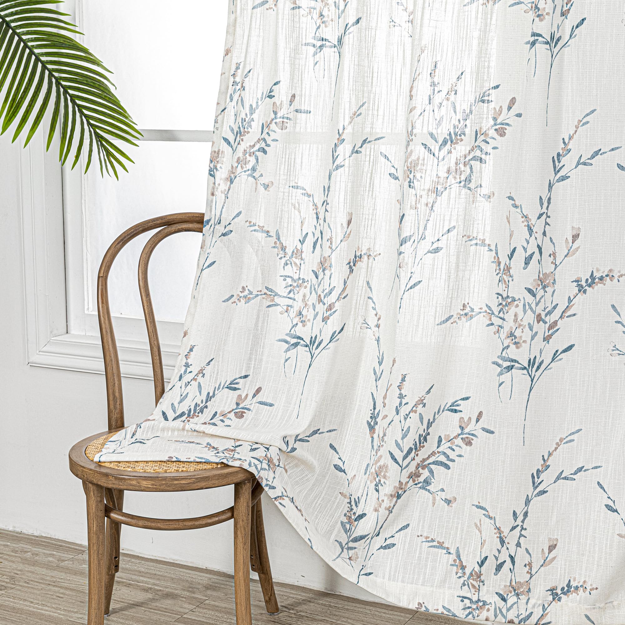 Amazon.com: MYSKY HOME Sheer Floral Curtains 84 inches Long : Home ...