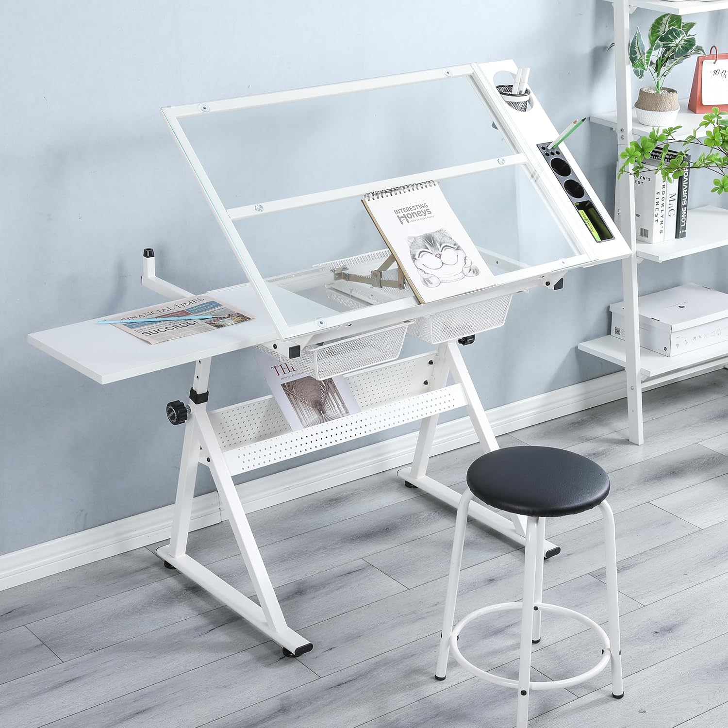 Amazon.com: LiviNest Height Adjustable Drafting Table - Modern Tempered ...