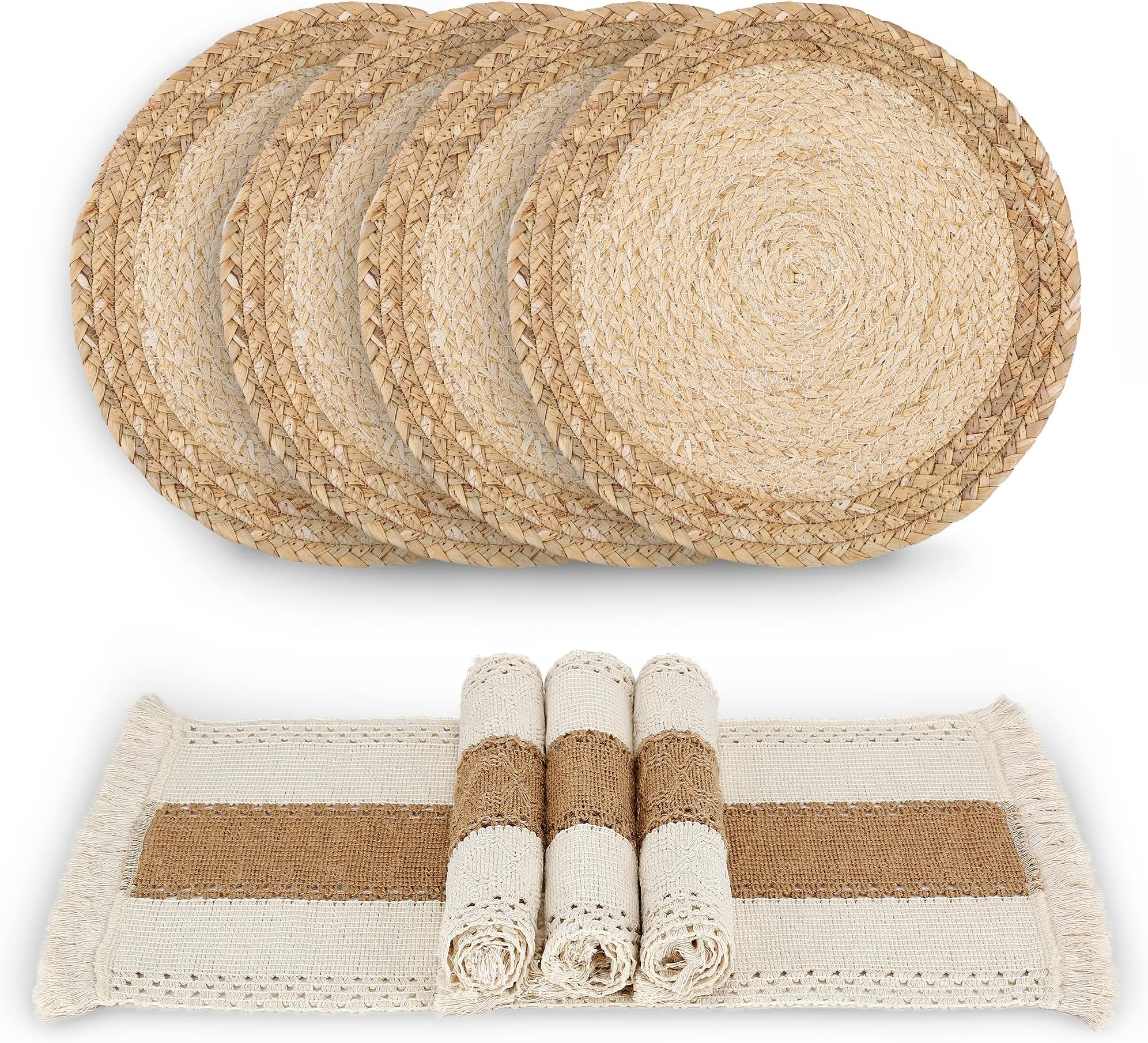 Amazon.com: Hausattire Woven Table Placemats Set of 4 - Natural, Jute ...