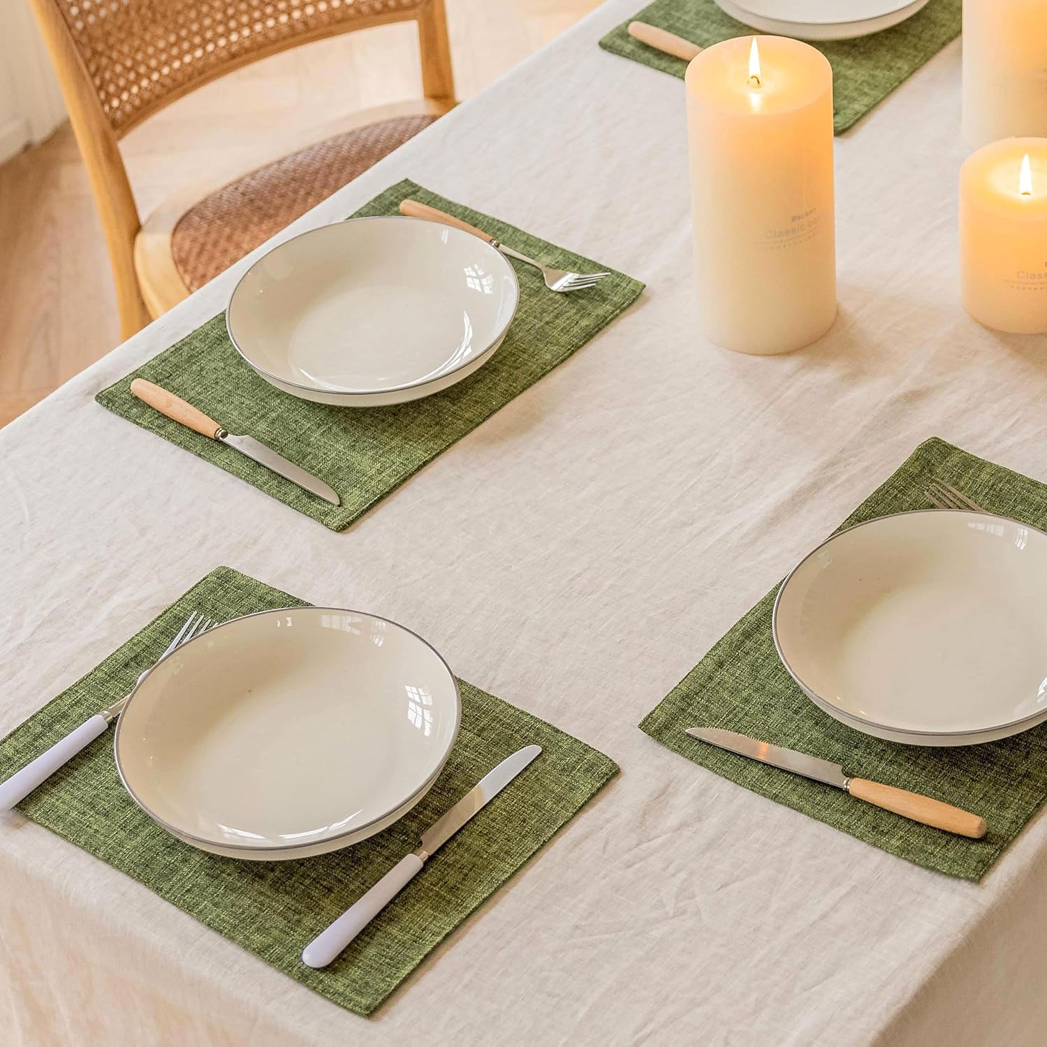 Amazon.com: Home Brilliant Linen Cloth Placemats Set of 6 Heat ...