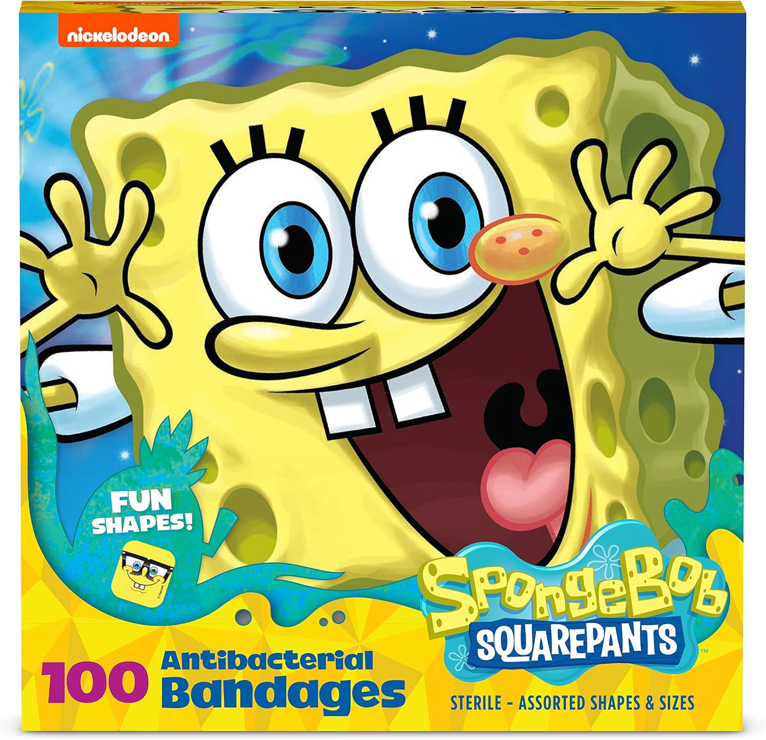 Amazon.com: Spongebob Kids Bandages, 100 ct | Wear Like Stickers ...