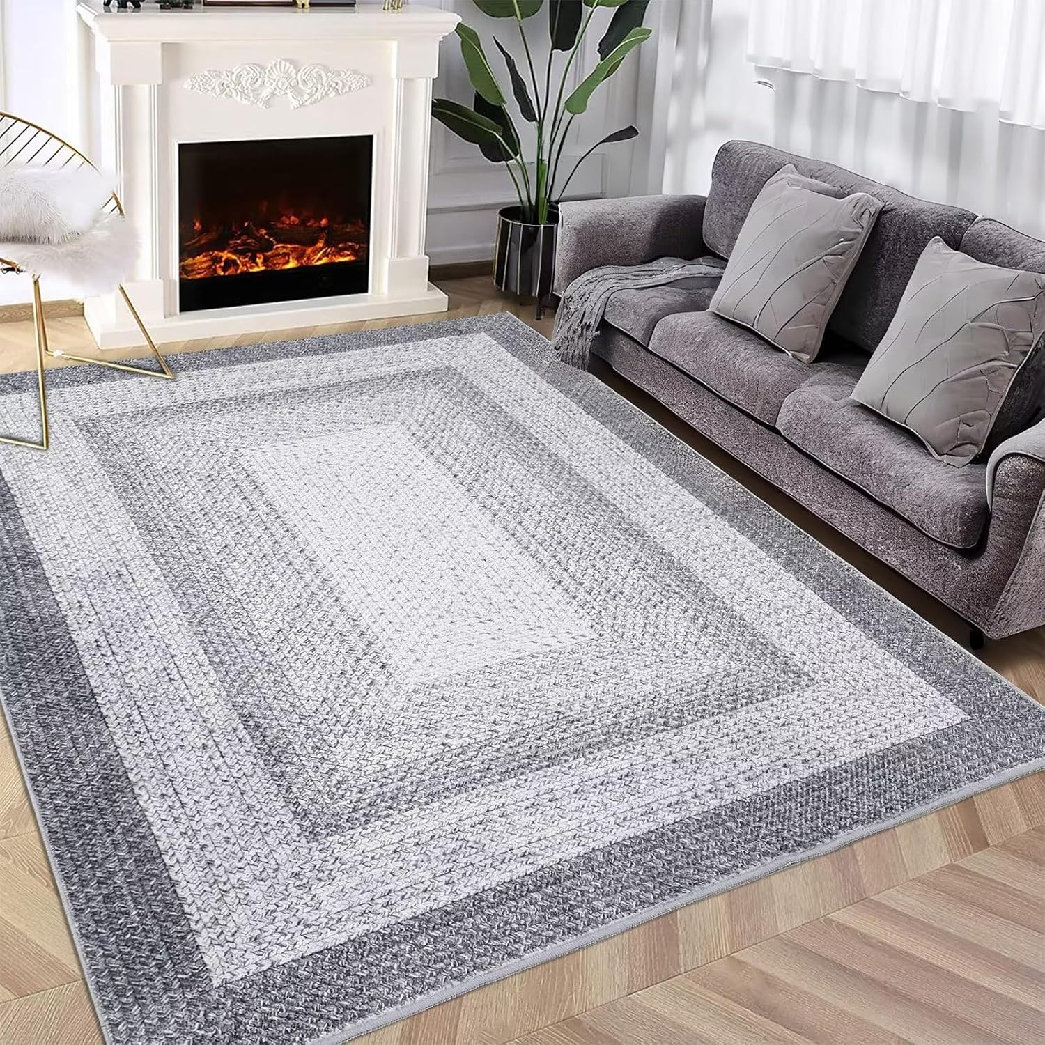 Amazon.com: GlowSol Grey Geometric Rug 6x9 Living Room Rugs Soft ...