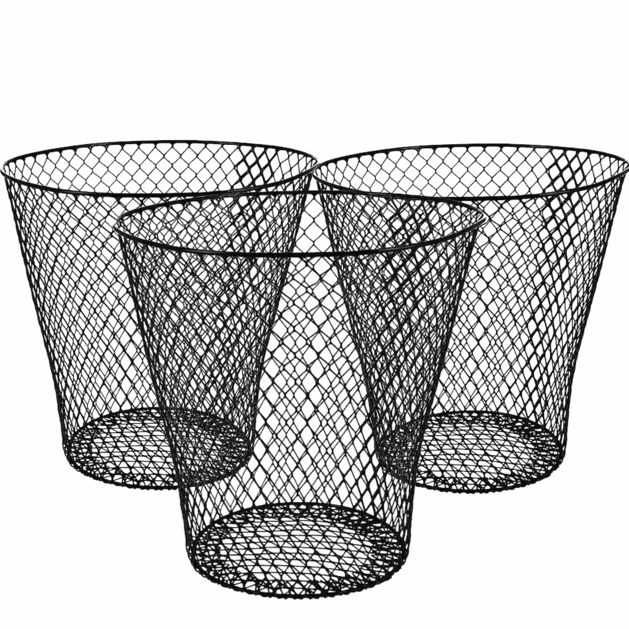 Amazon.com: BOSS CLASS Wire Mesh Round Waste Basket, 9in (Black, Pack ...