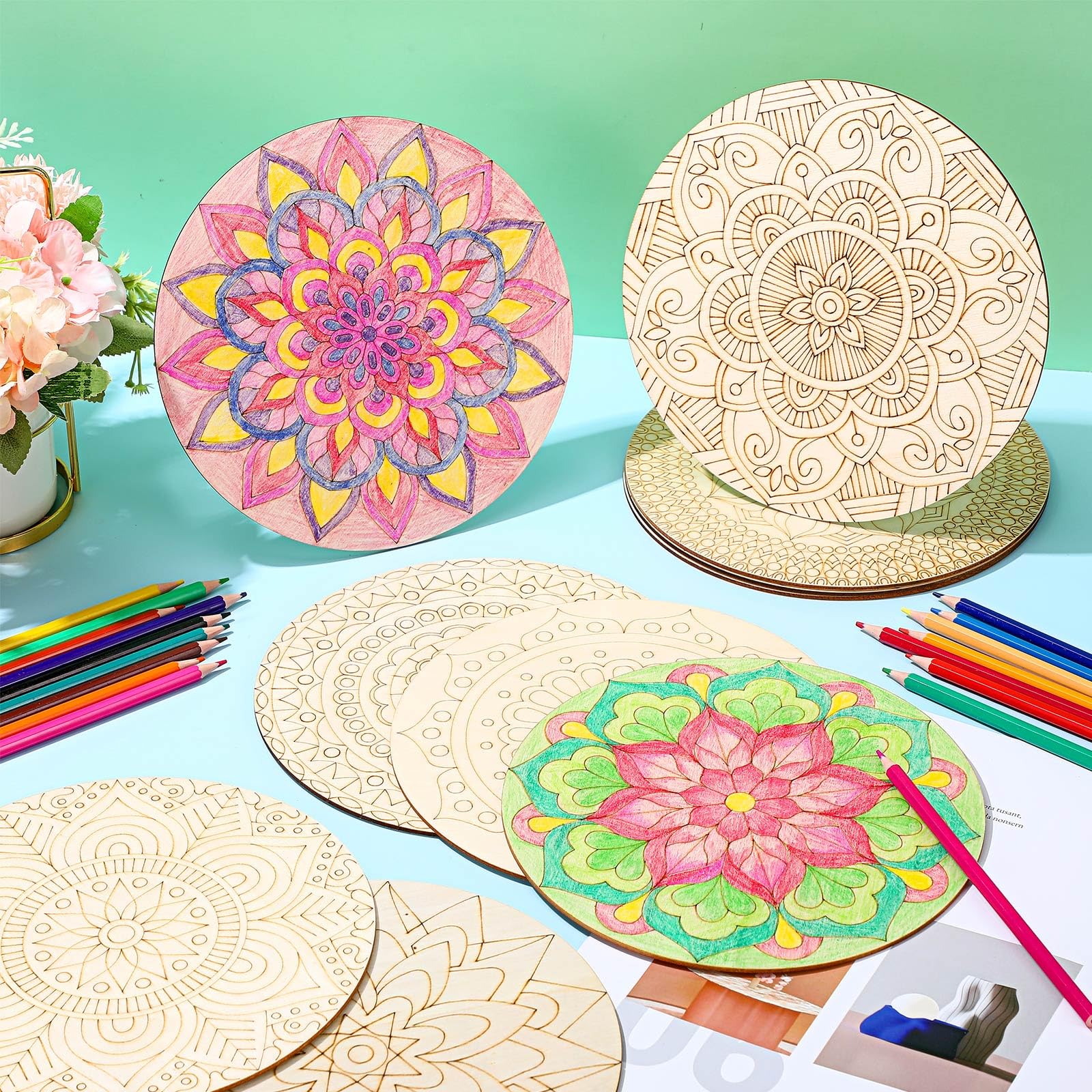 Snapklik.com : Vercraft 28 Pcs Wooden Mandala Painting Set Diwali ...