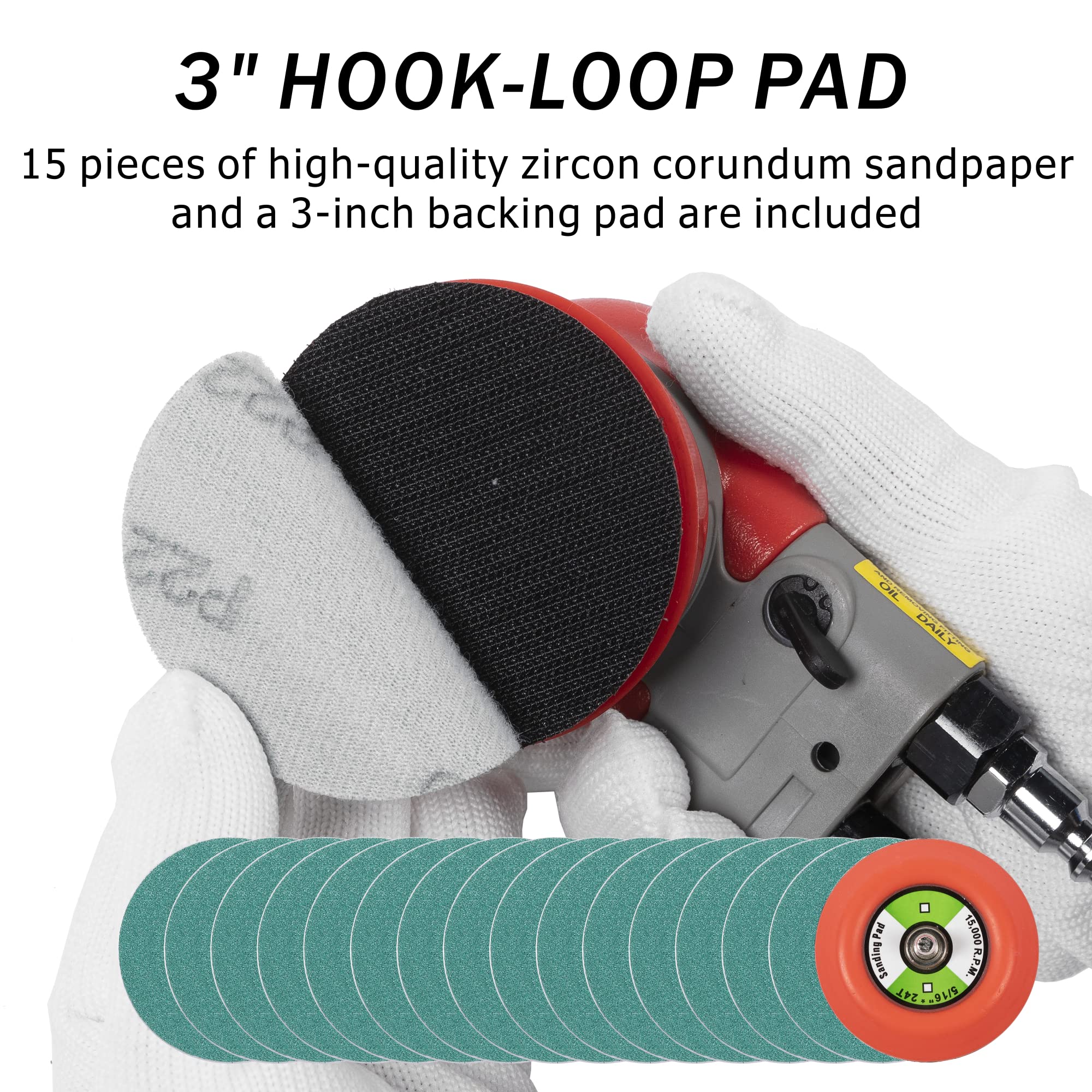 Pneumatic random orbital sander 3-inch light weight palm sander 3/32 ...