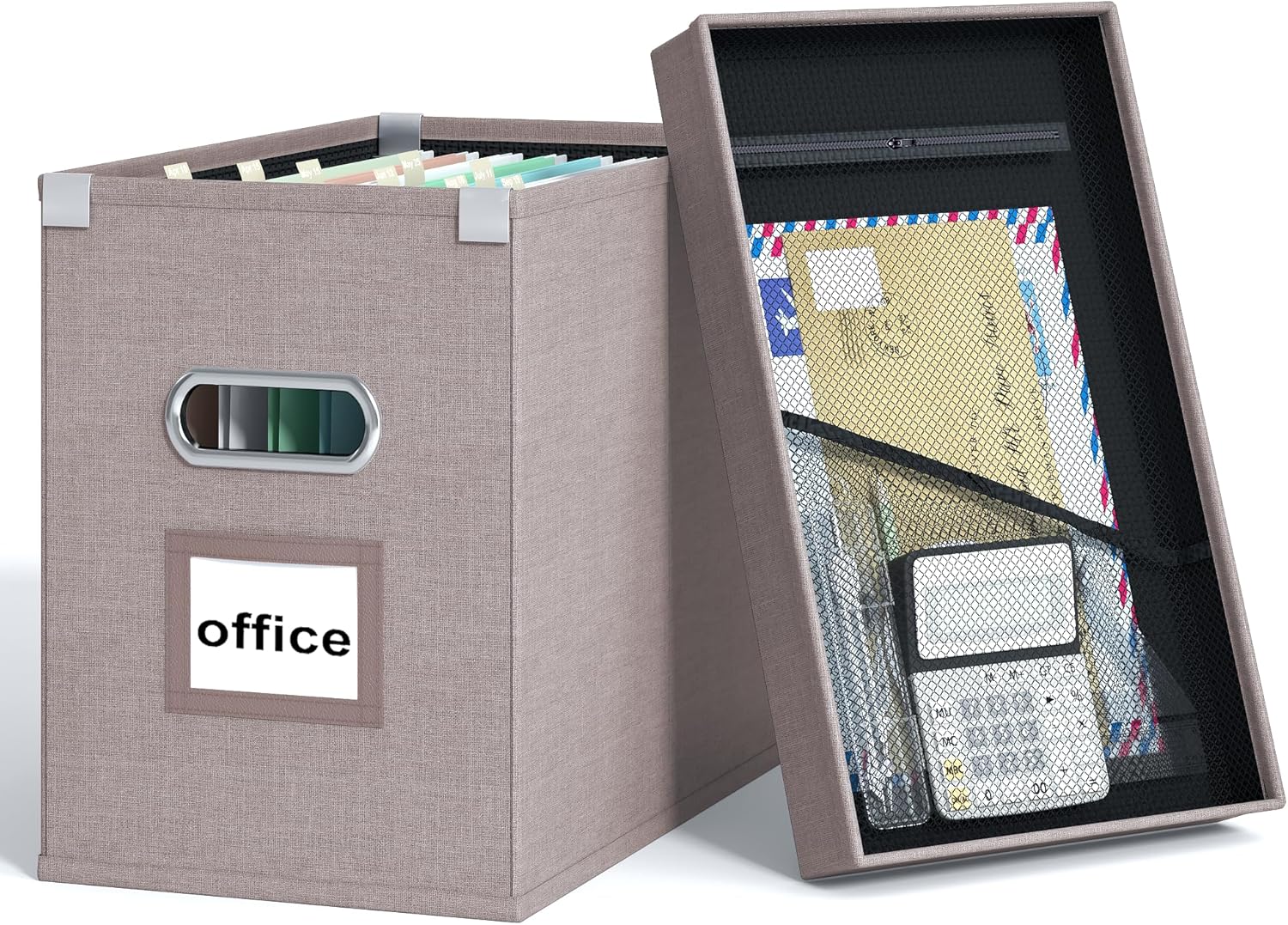 Amazon.com : Huolewa File Organizer Box with Mesh Pocket, Collapsible ...